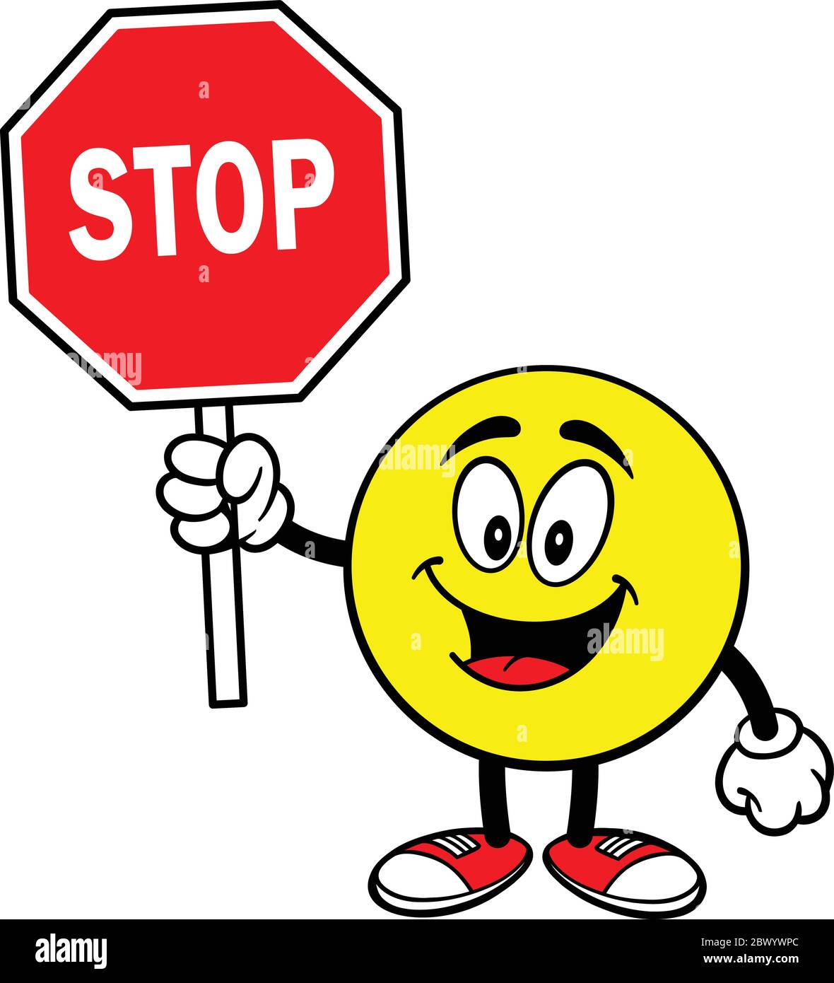 Emoticon with Stop Sign- A Cartoon Illustration of an Emoticon with a ...