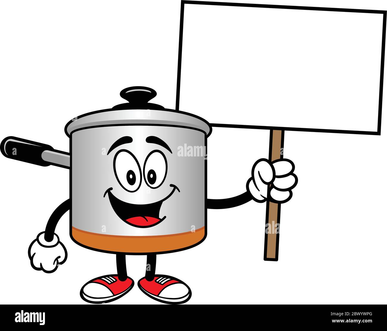 Cooking Pot with Sign- A Cartoon Illustration of a Cooking Pot with a ...