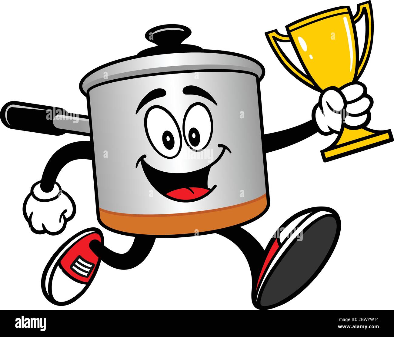 Cooking Pot Run with Trophy- A Cartoon Illustration of a Cooking Pot ...