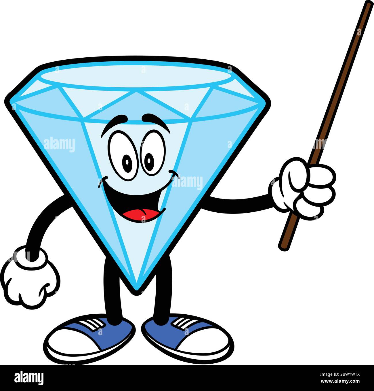 Diamond Mascot with a Pointer Stick - A cartoon illustration of a ...