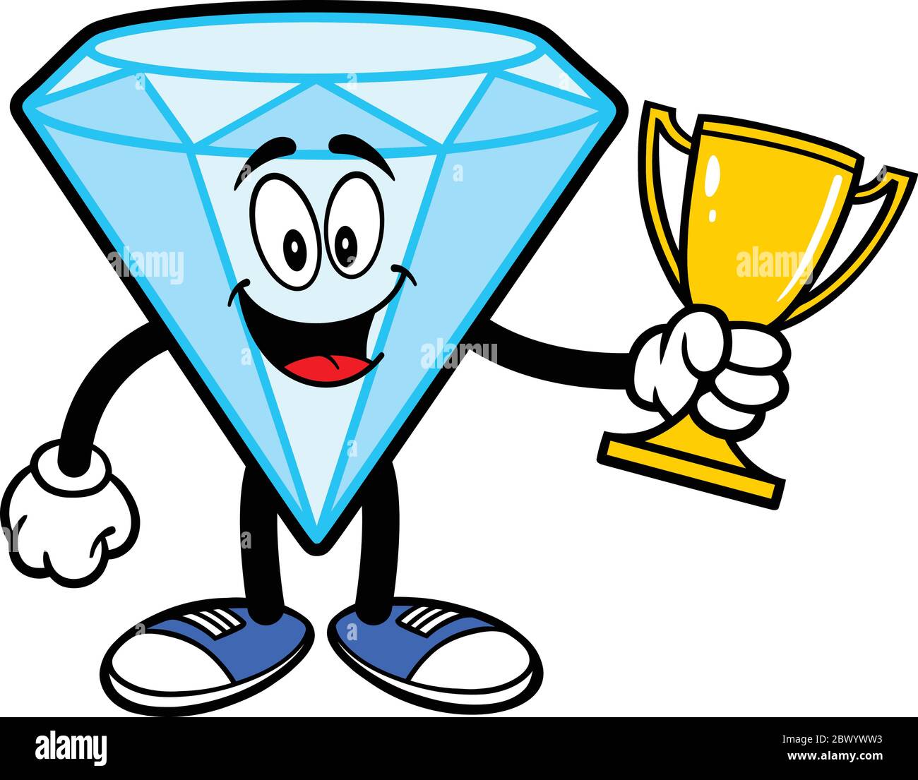 Diamond Mascot with Trophy - A cartoon illustration of a Diamond Mascot ...