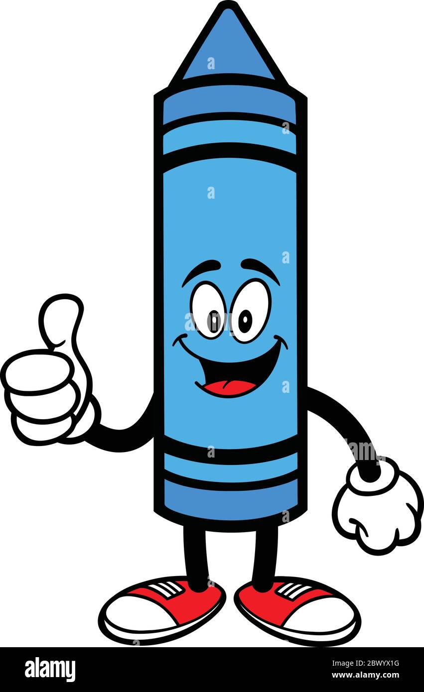 Crayon Mascot with Thumbs Up - A cartoon illustration of a Crayon ...