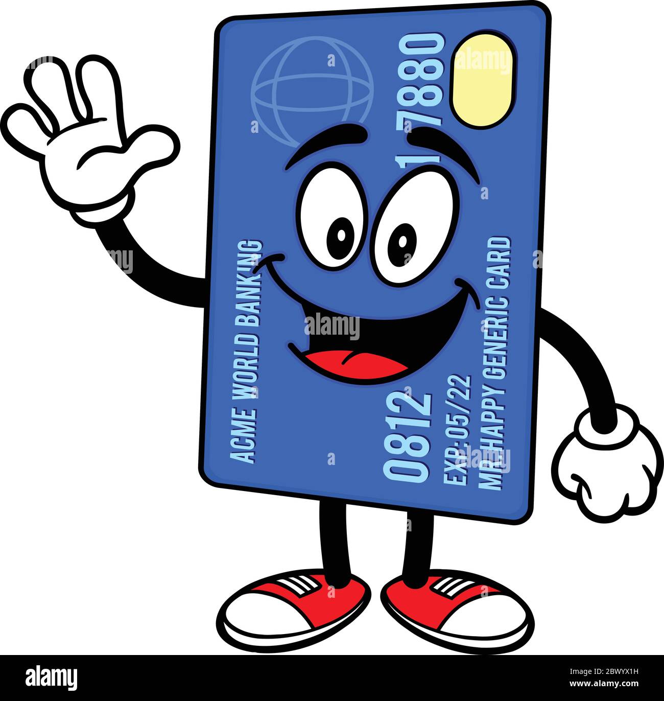 Credit Card Waving- A Cartoon Illustration of a Credit Card Waving ...