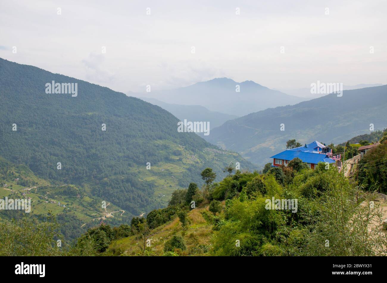 Landscape home in the mountains of Nepal Himalayas Stock Photo - Alamy