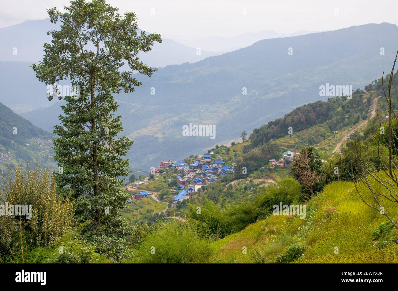 Landscape village in the mountains of Nepal Himalayas Stock Photo - Alamy