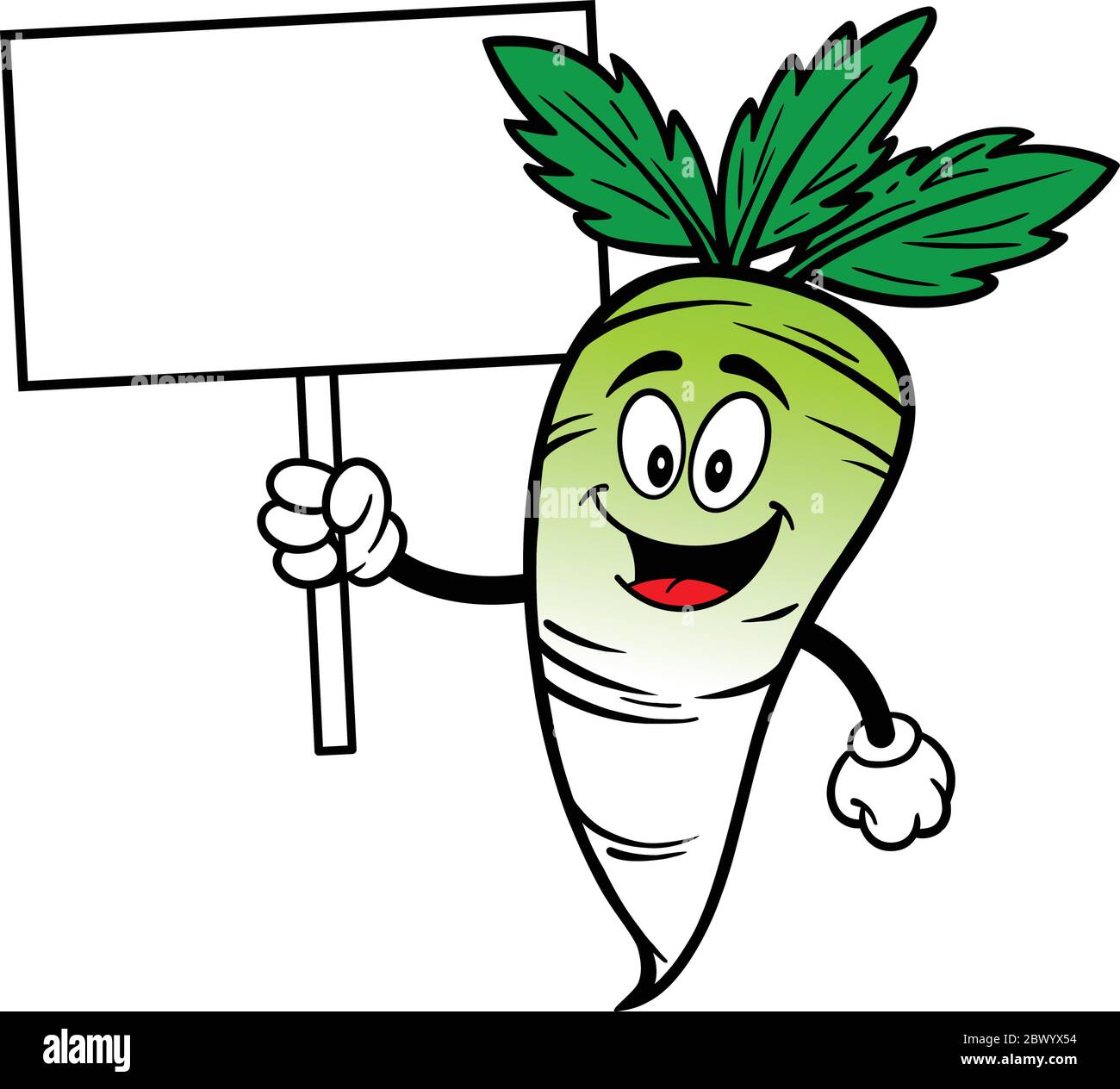 Daikon with Sign- A Cartoon Illustration of a Daikon with a Sign Stock ...