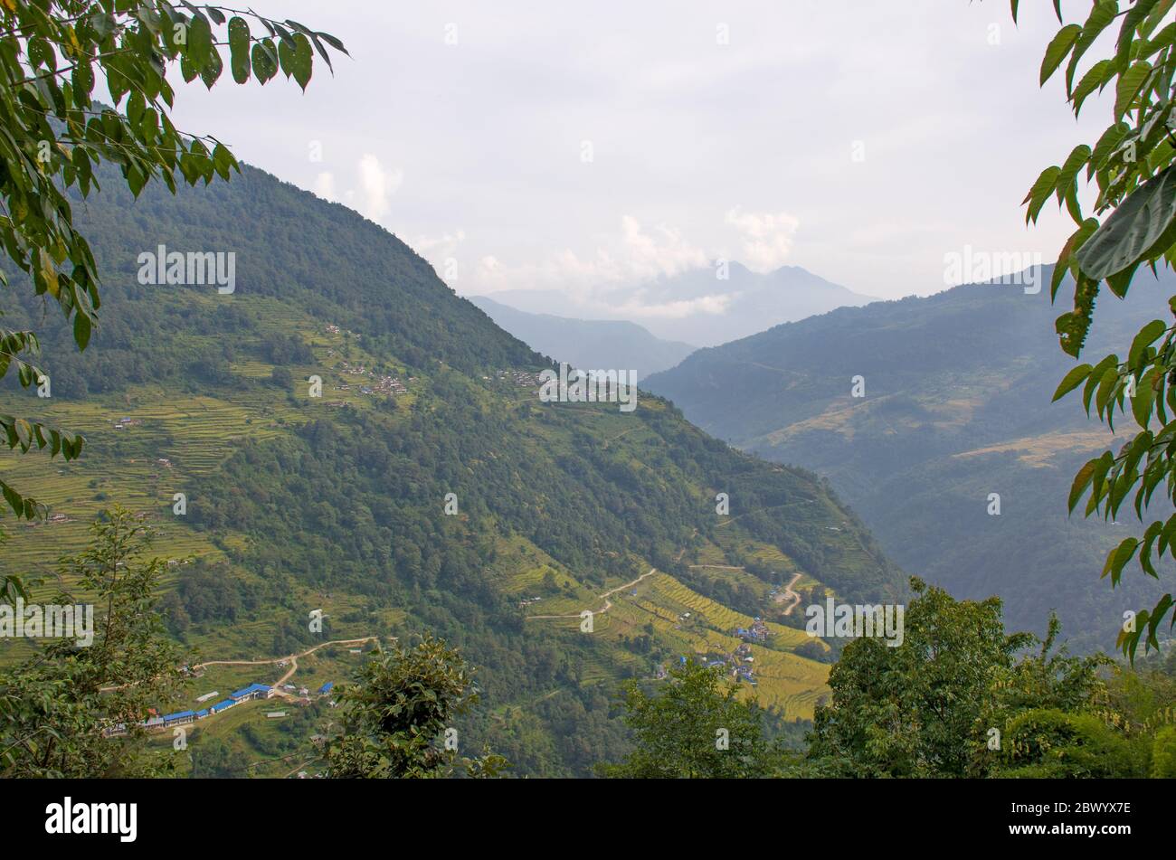 Landscape village in the mountains of Nepal Himalayas Stock Photo - Alamy