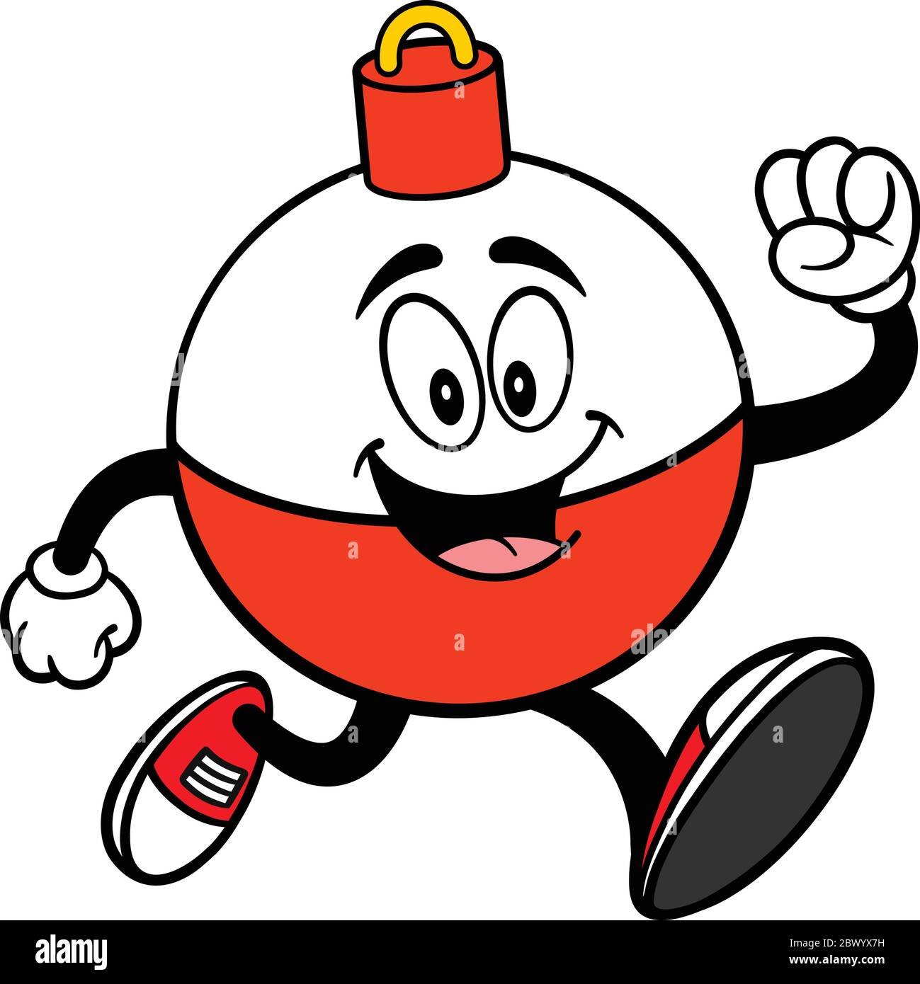Fishing Bobber Mascot Running- A Cartoon Illustration of a Fishing ...