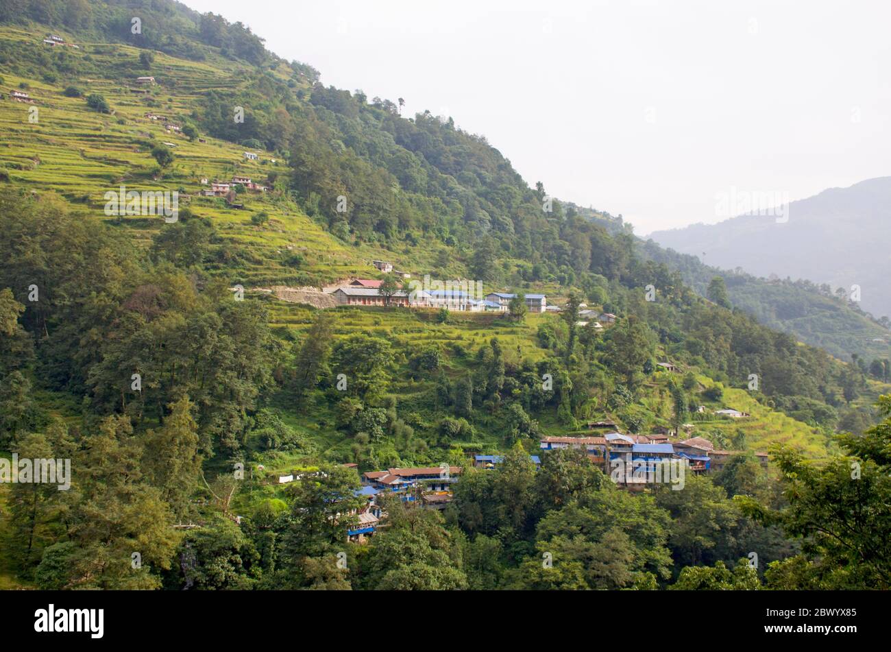 Landscape village in the mountains of Nepal Himalayas Stock Photo - Alamy