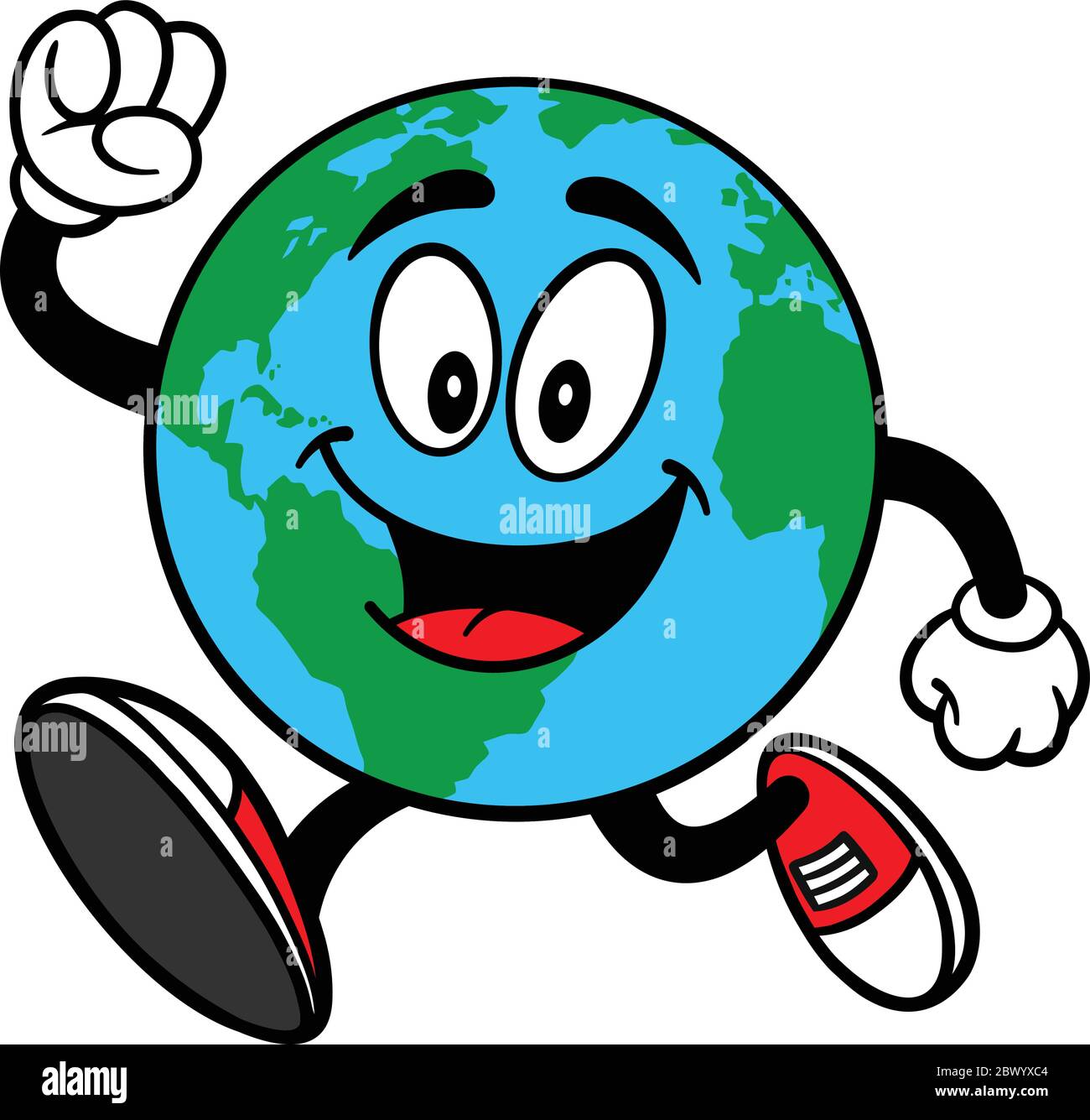 Earth Mascot Running - A cartoon illustration of an Earth Mascot ...