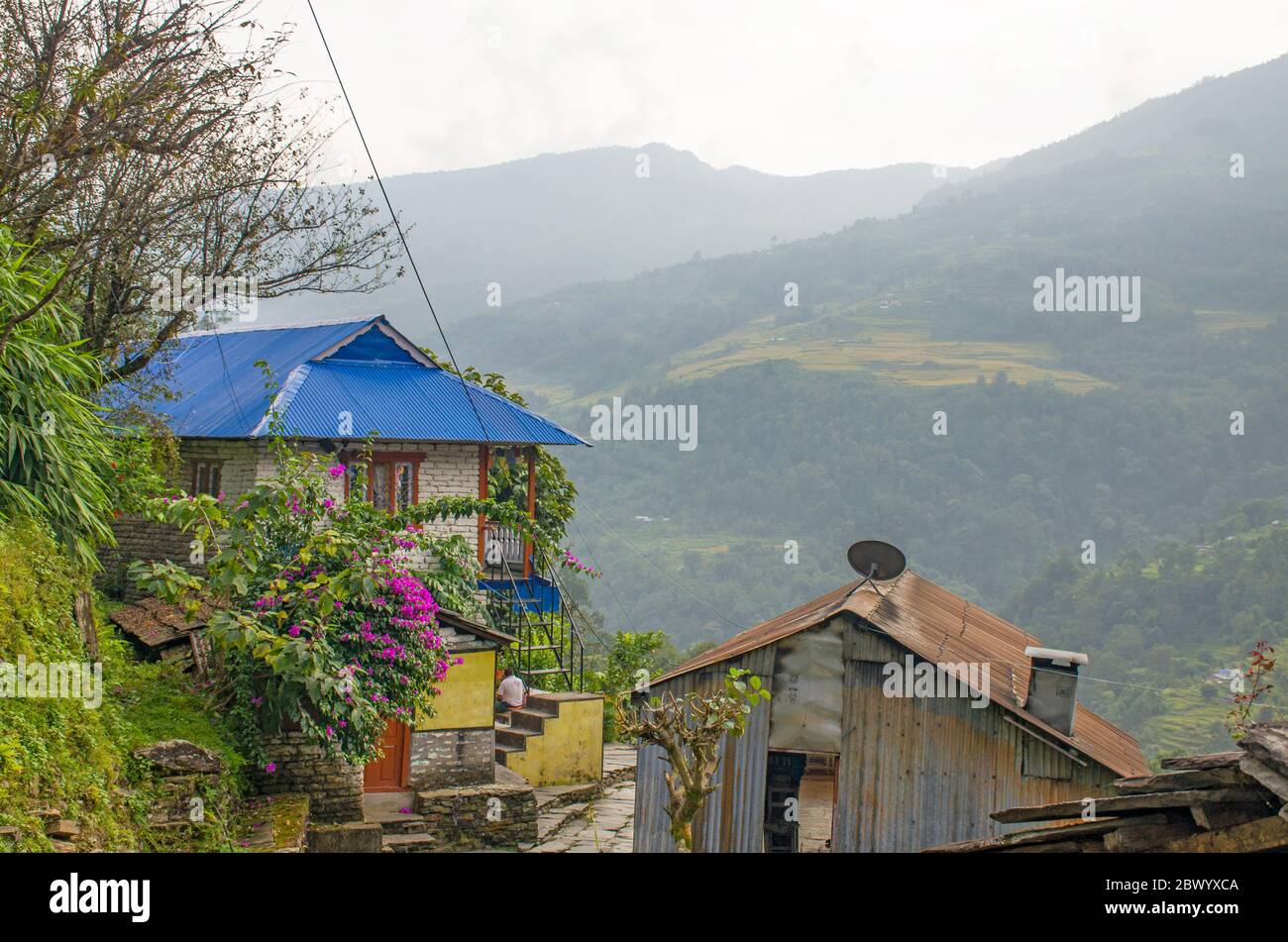 Landscape home in the mountains of Nepal Himalayas Stock Photo - Alamy