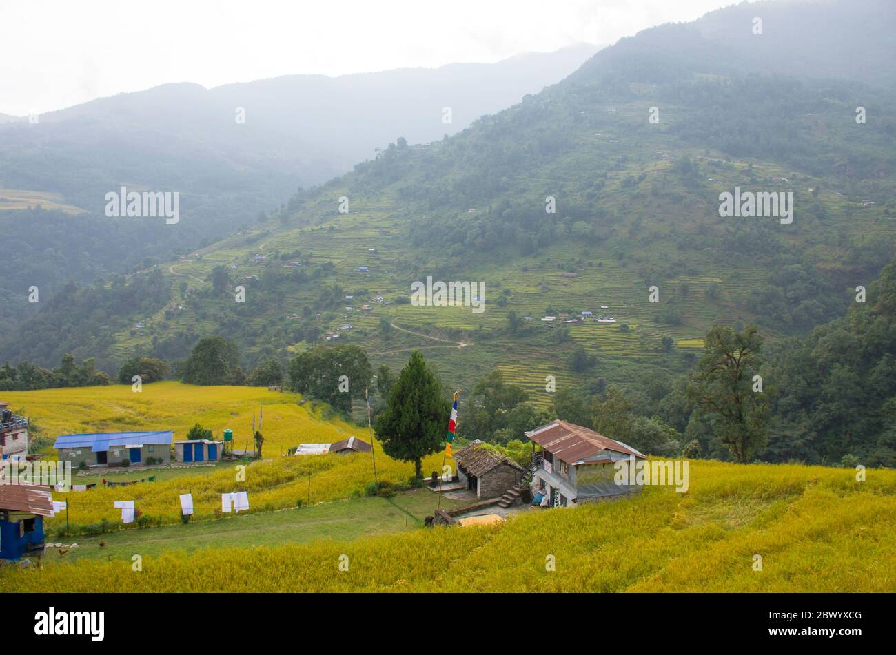 Landscape home in the mountains of Nepal Himalayas Stock Photo - Alamy