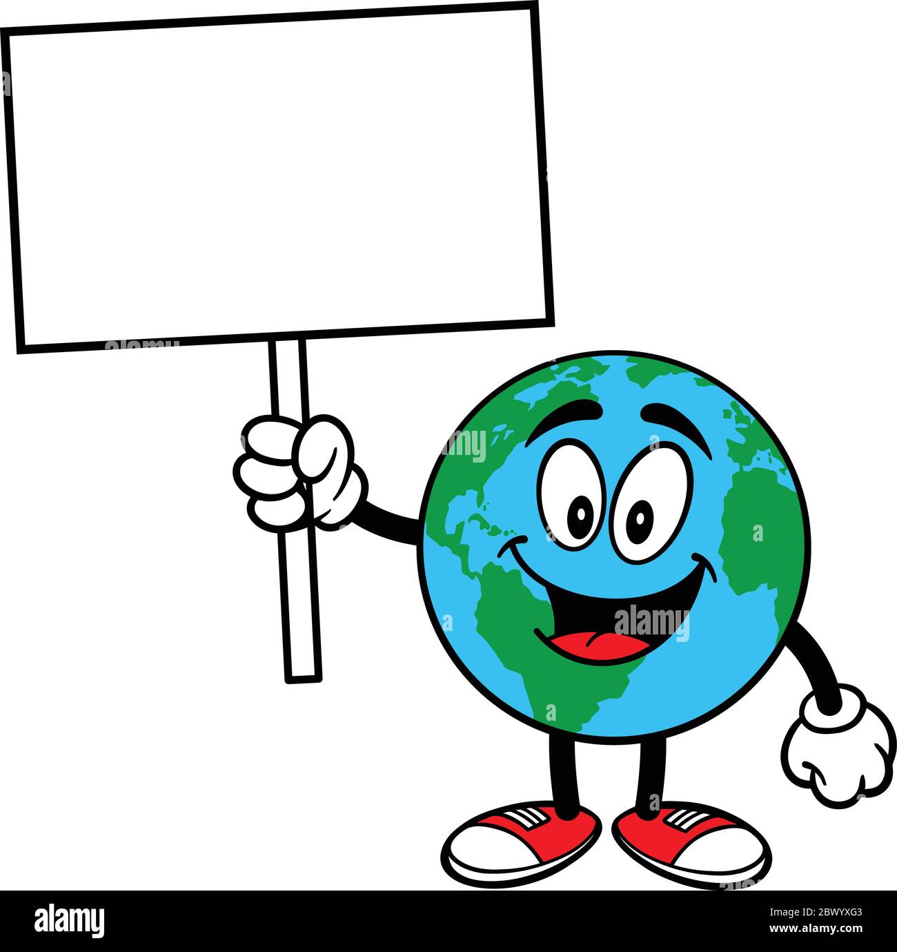 Earth Mascot with Sign - A cartoon illustration of an Earth Mascot with ...