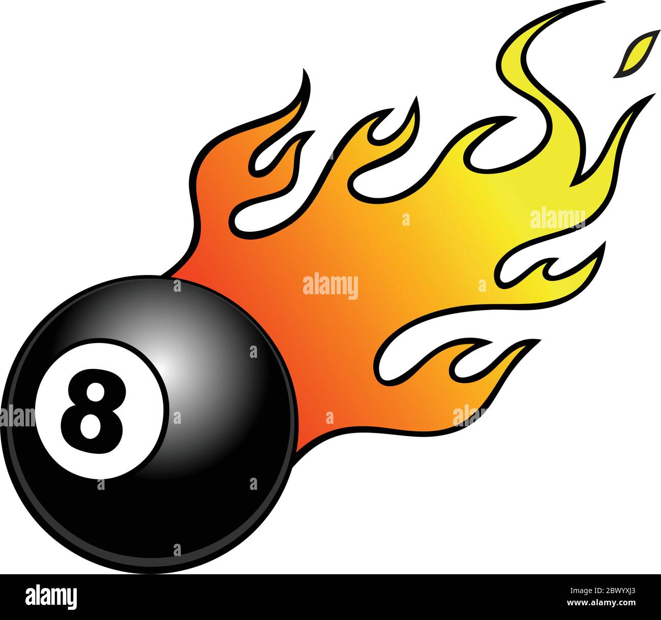 Eight Ball with Flames- An Illustration of an Eight Ball with Flames ...