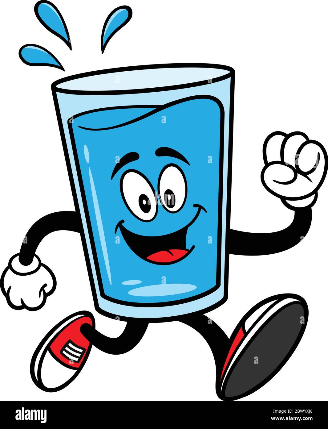 Glass of Water Mascot Running - A cartoon illustration of a Glass of ...