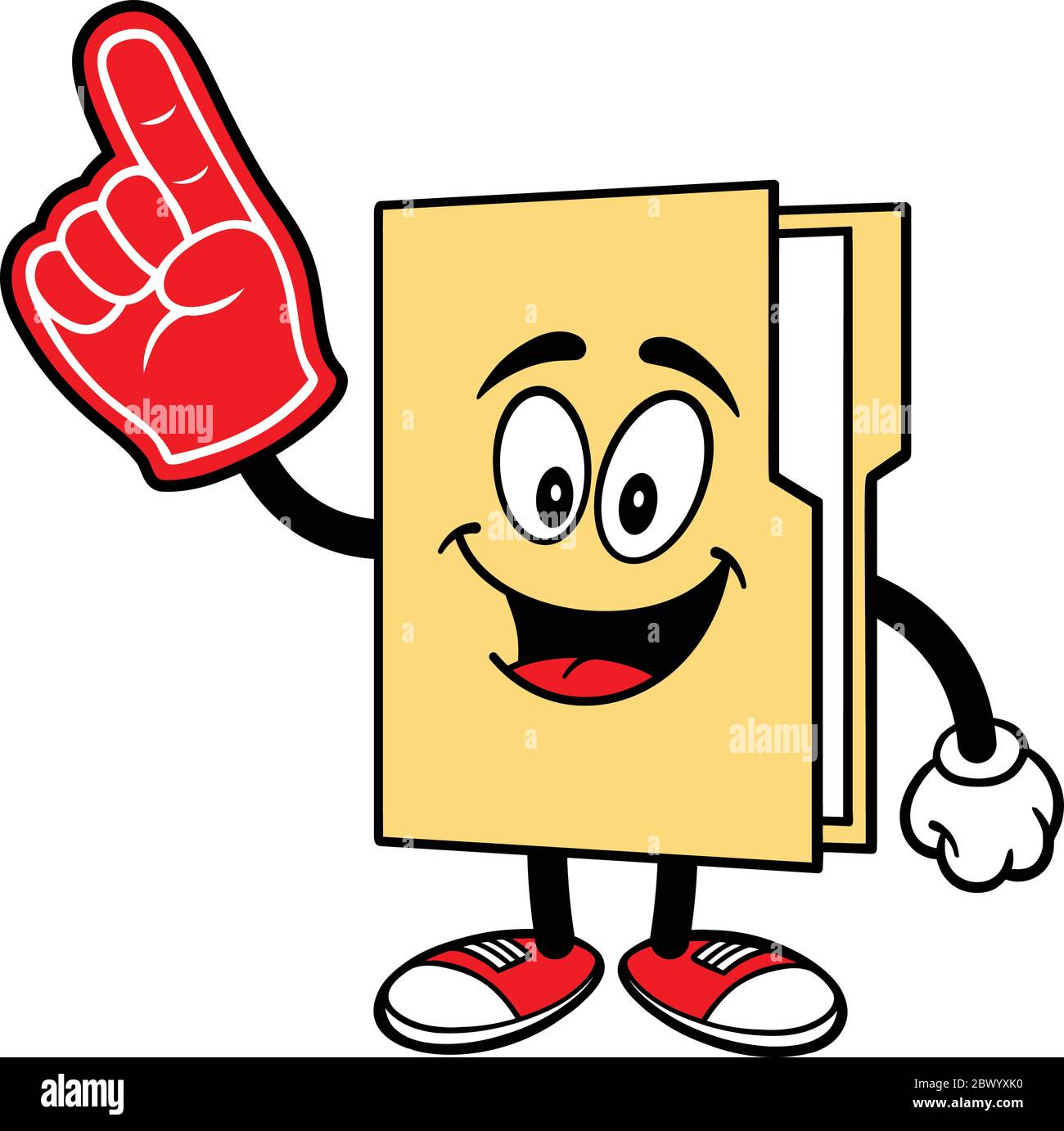 Folder Mascot with a Foam Finger- A Cartoon Illustration of a Folder ...