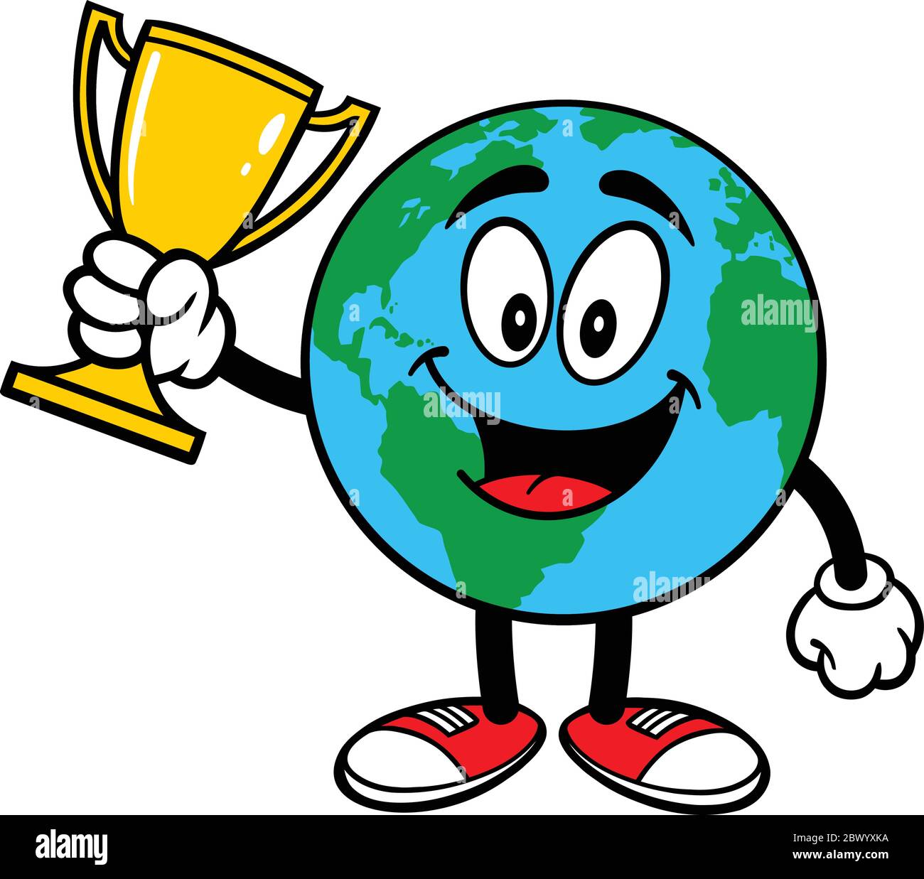 Earth Mascot with Trophy - A cartoon illustration of an Earth Mascot ...
