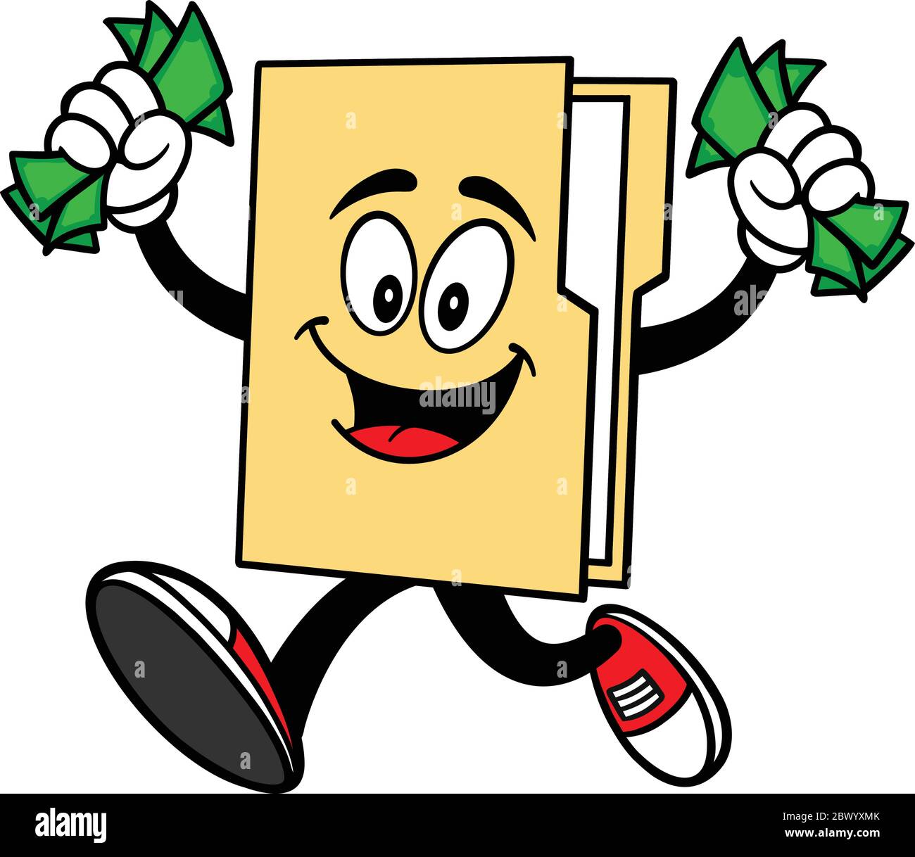 Folder Mascot with Money- A Cartoon Illustration of a Folder Mascot ...