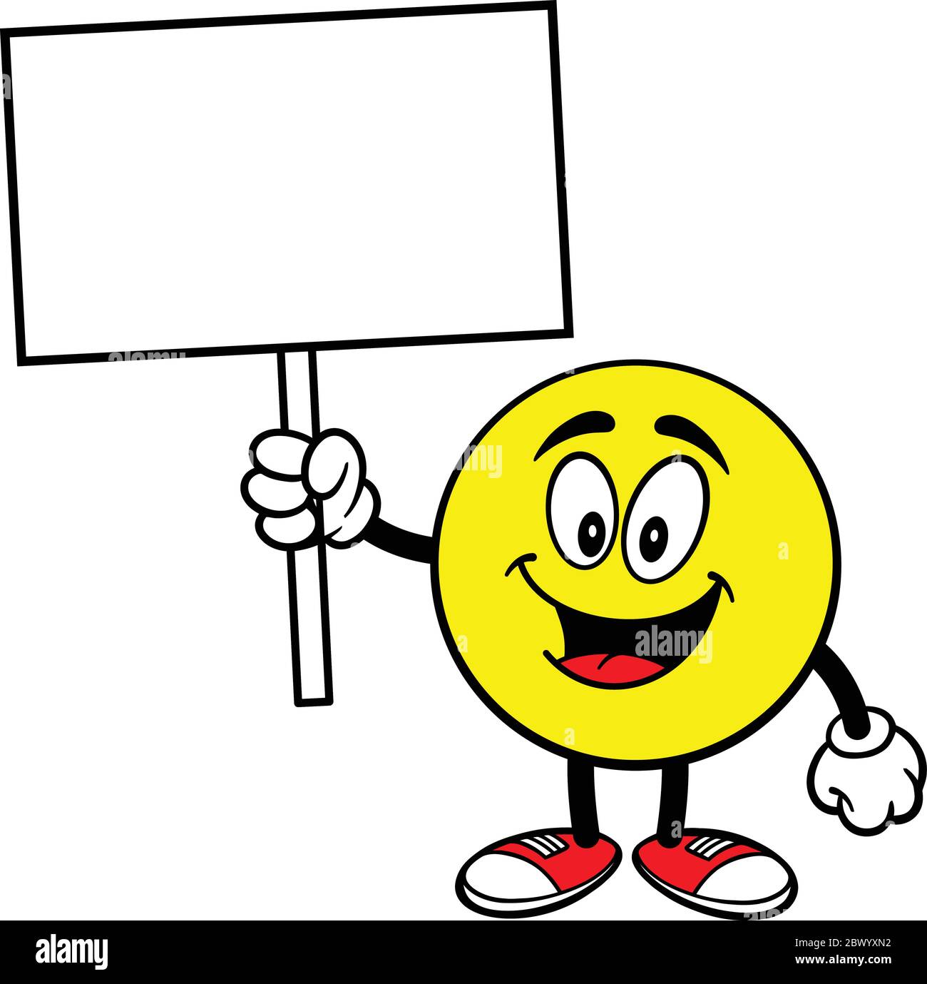 Emoticon with Sign- A Cartoon Illustration of an Emoticon with a Sign ...