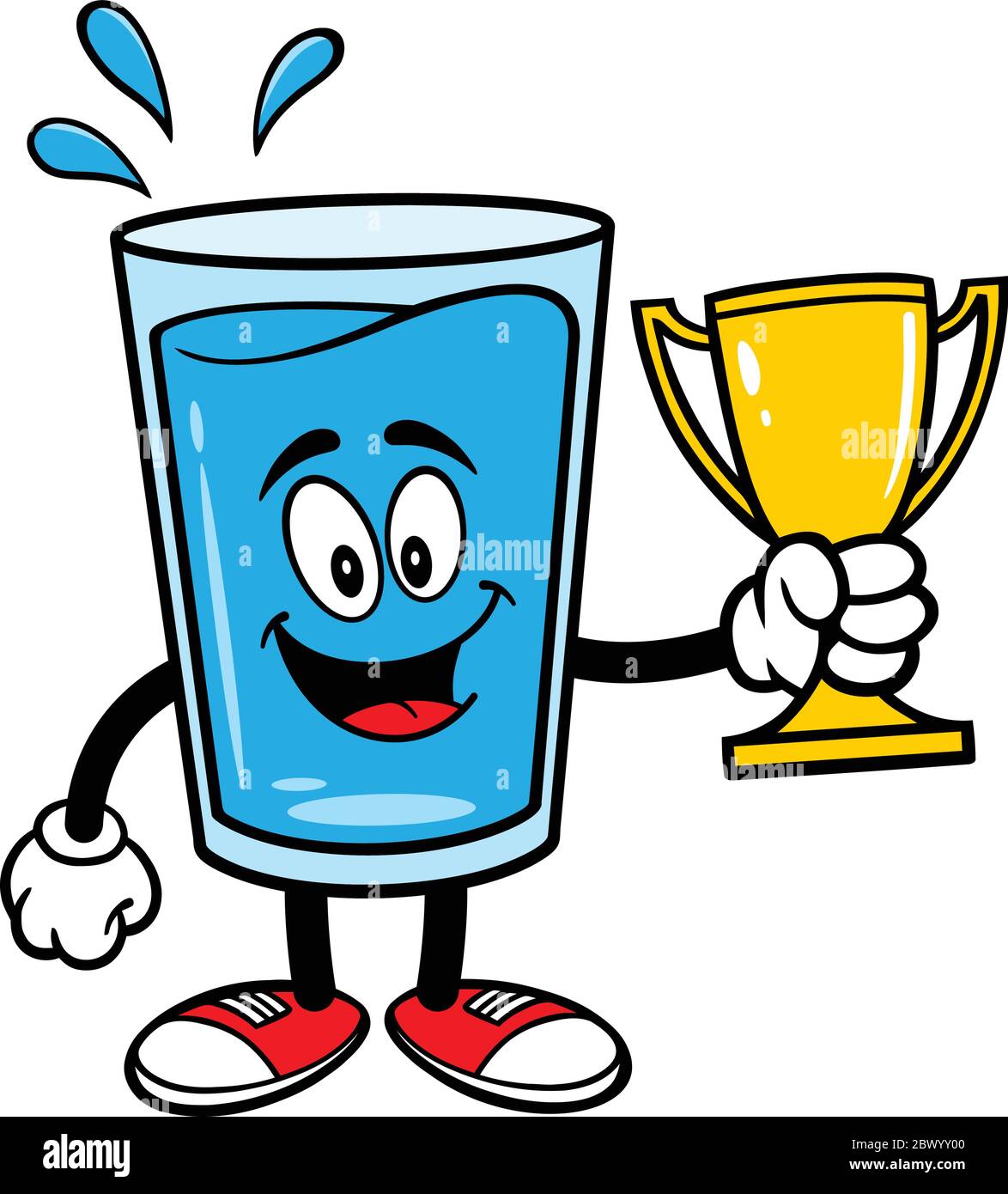 Glass of Water Mascot with Trophy - A cartoon illustration of a Glass ...
