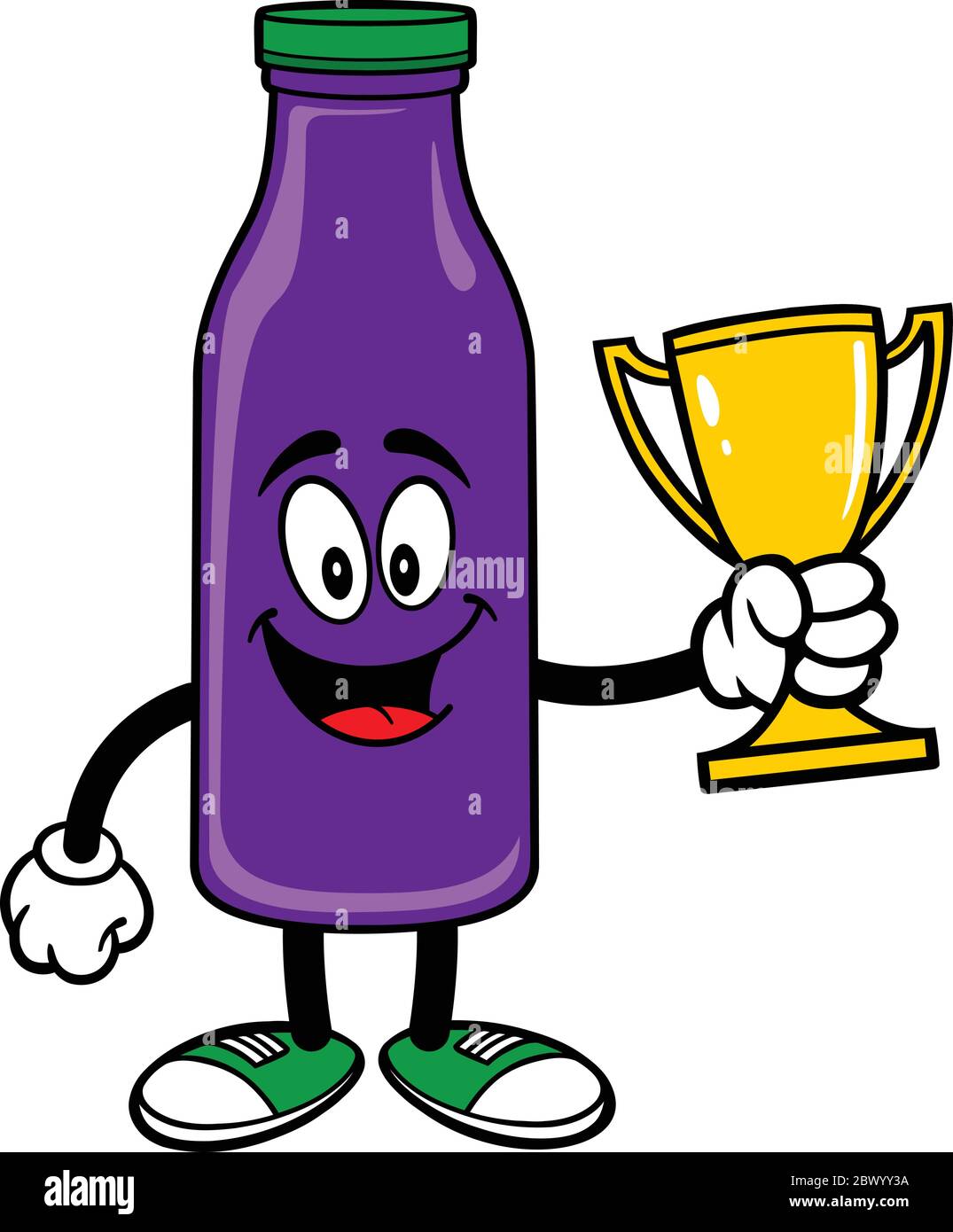 Grape Juice Mascot with Trophy- A Cartoon Illustration of a Grape Juice ...