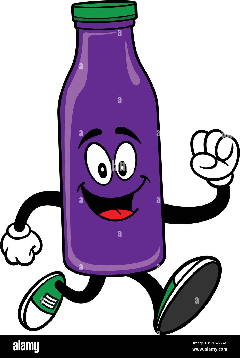 Grape Juice Mascot Running- A Cartoon Illustration of a Grape Juice ...