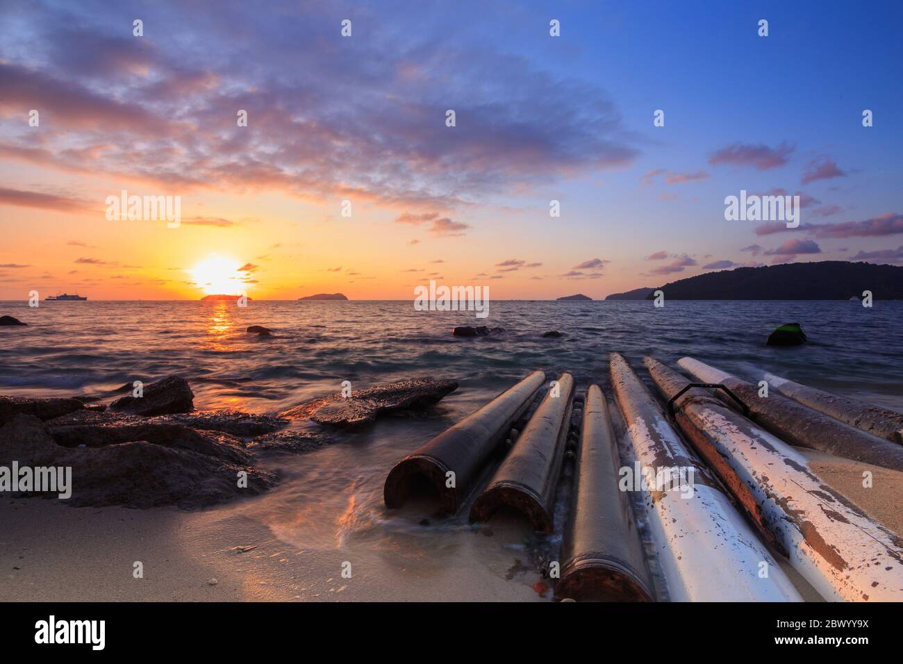 Amazing beautiful Nature sunset of Seascape of Sabah, Malaysia Stock ...