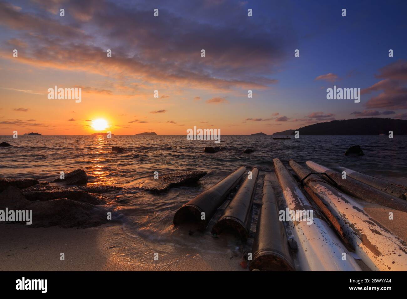 Amazing beautiful Nature sunset of Seascape of Sabah, Malaysia Stock ...