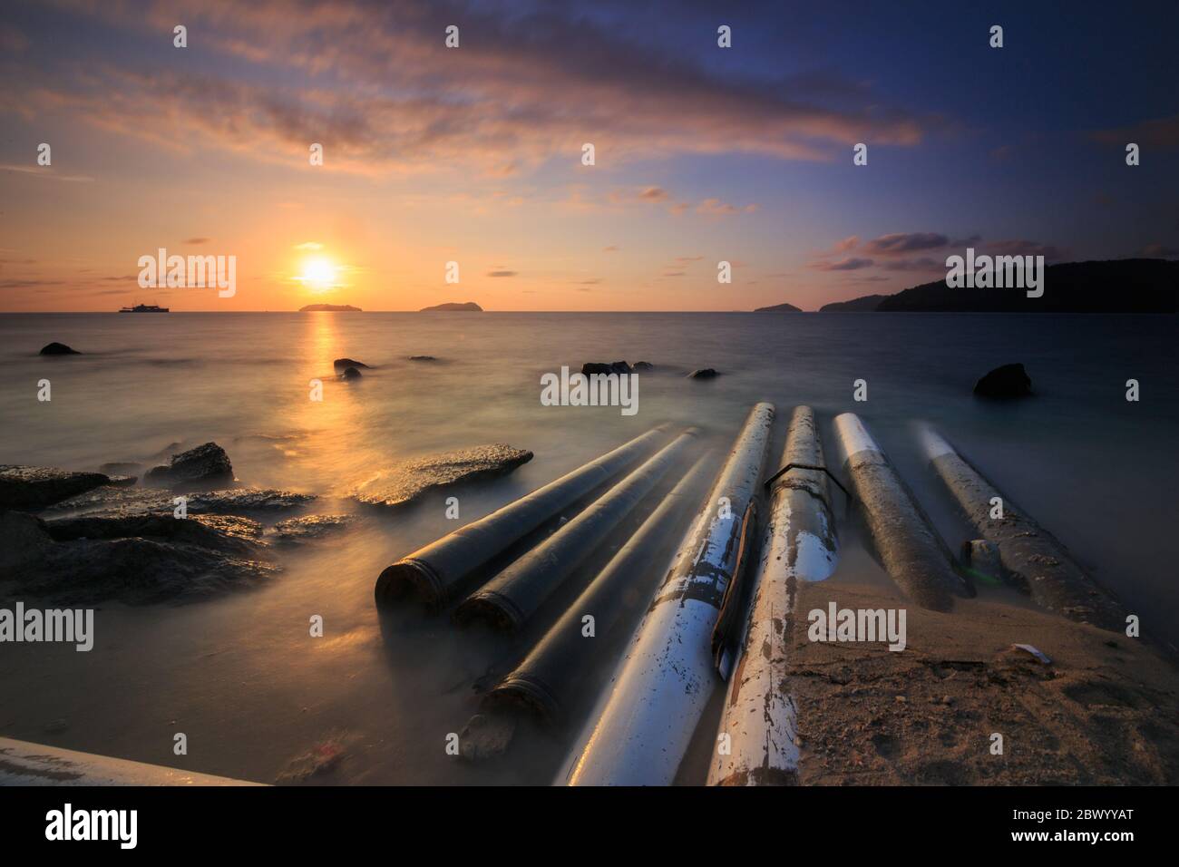 Amazing beautiful Nature sunset of Seascape of Sabah, Malaysia Stock ...