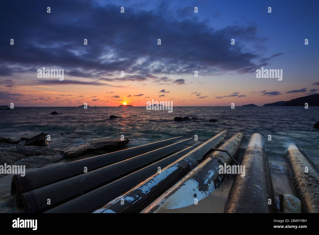 Amazing beautiful Nature sunset of Seascape of Sabah, Malaysia Stock ...