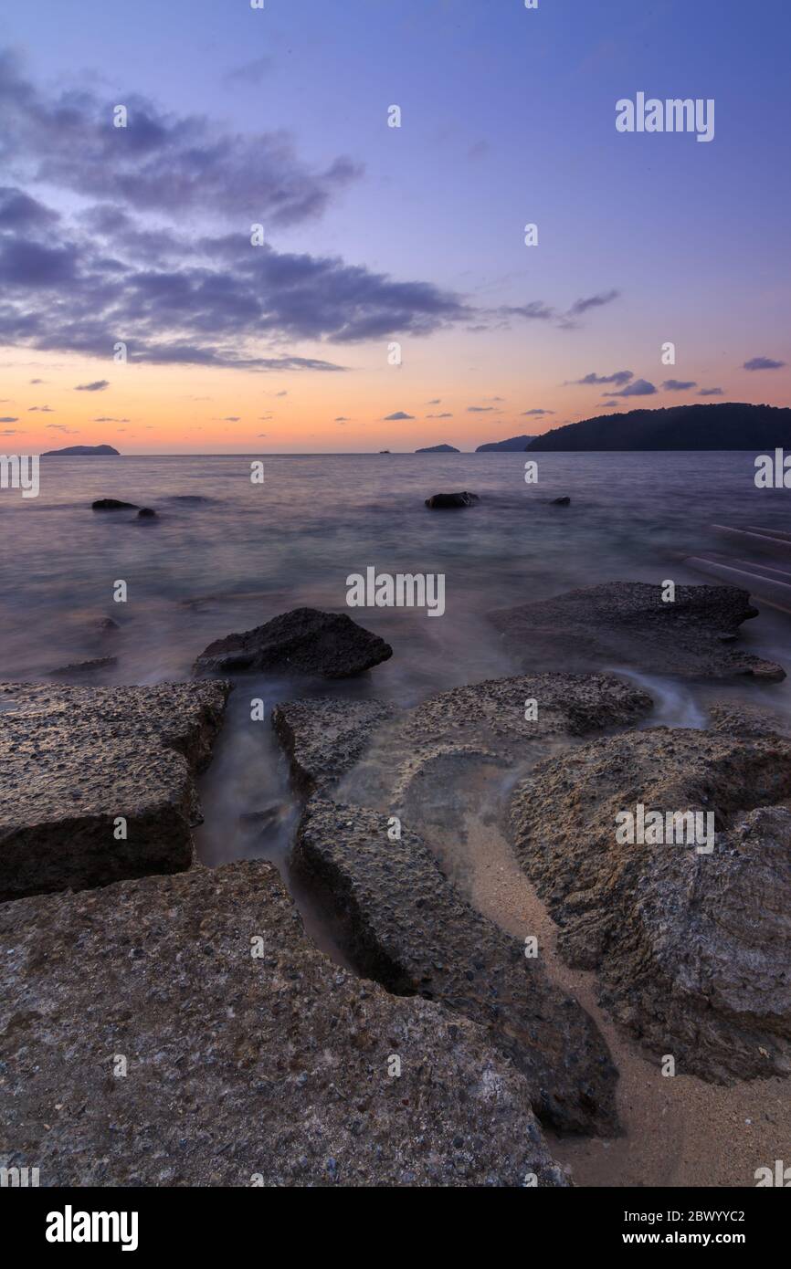 Amazing beautiful Nature sunset of Seascape of Sabah, Malaysia Stock ...