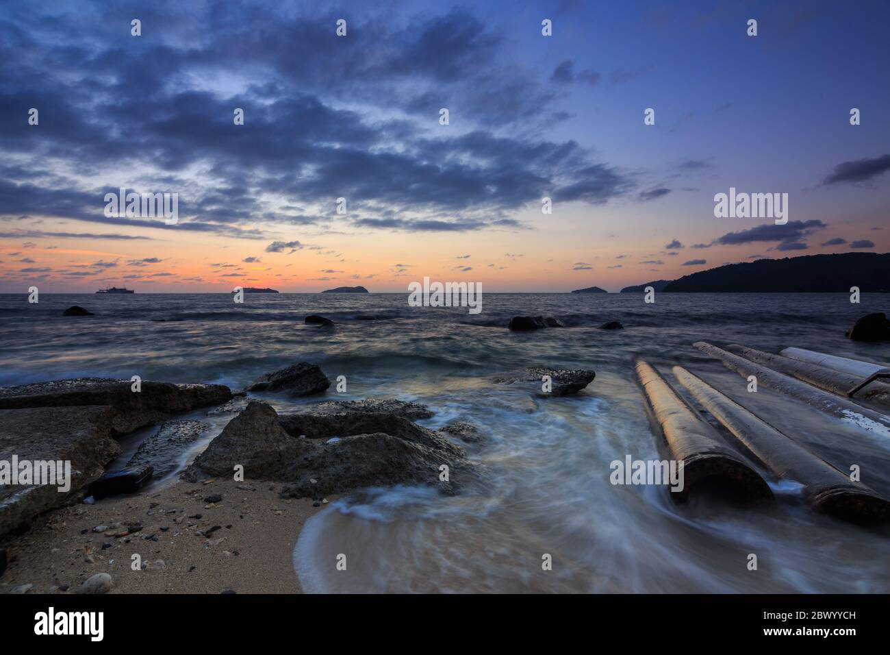 Amazing beautiful Nature sunset of Seascape of Sabah, Malaysia Stock ...