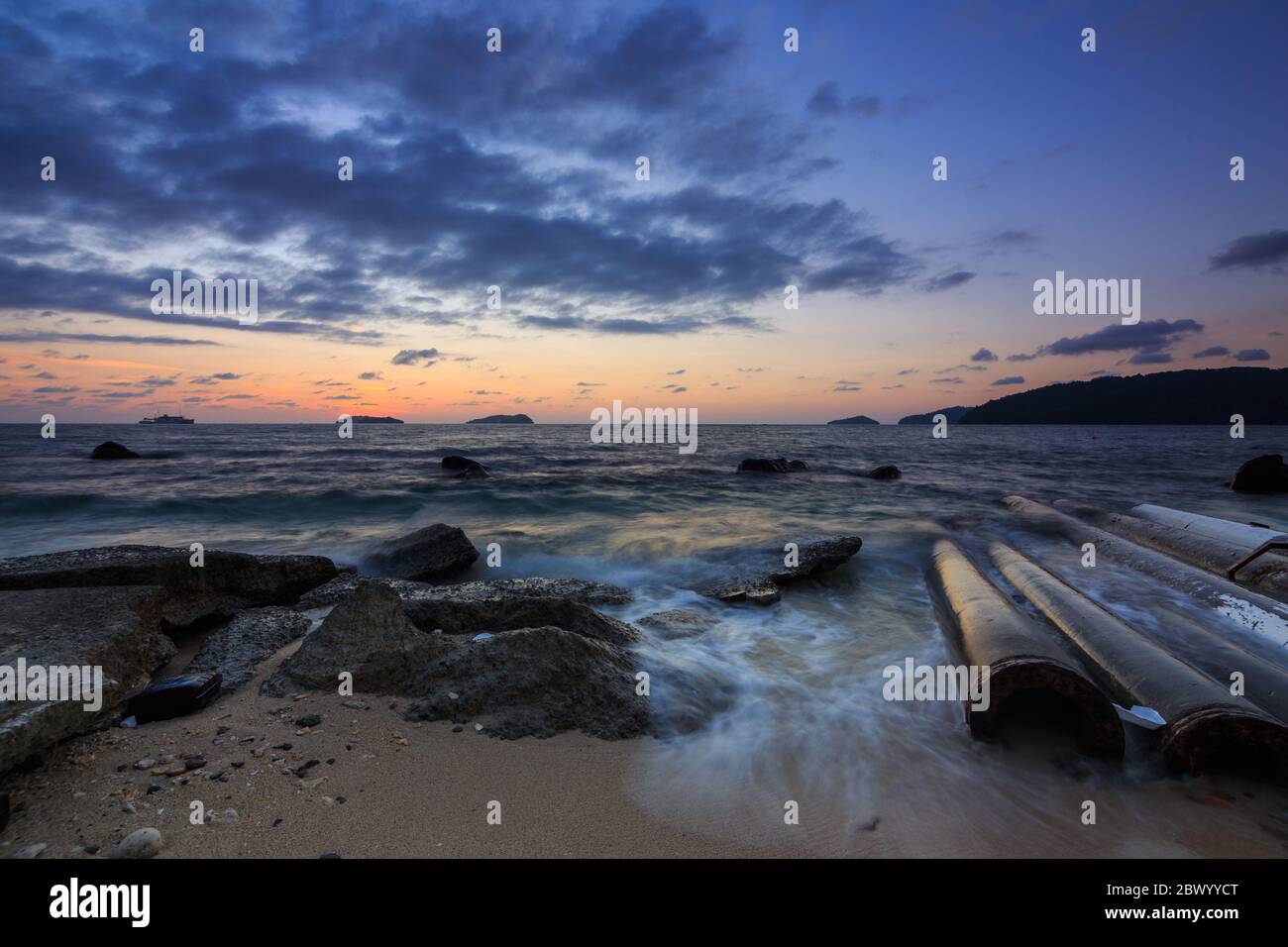 Amazing beautiful Nature sunset of Seascape of Sabah, Malaysia Stock ...