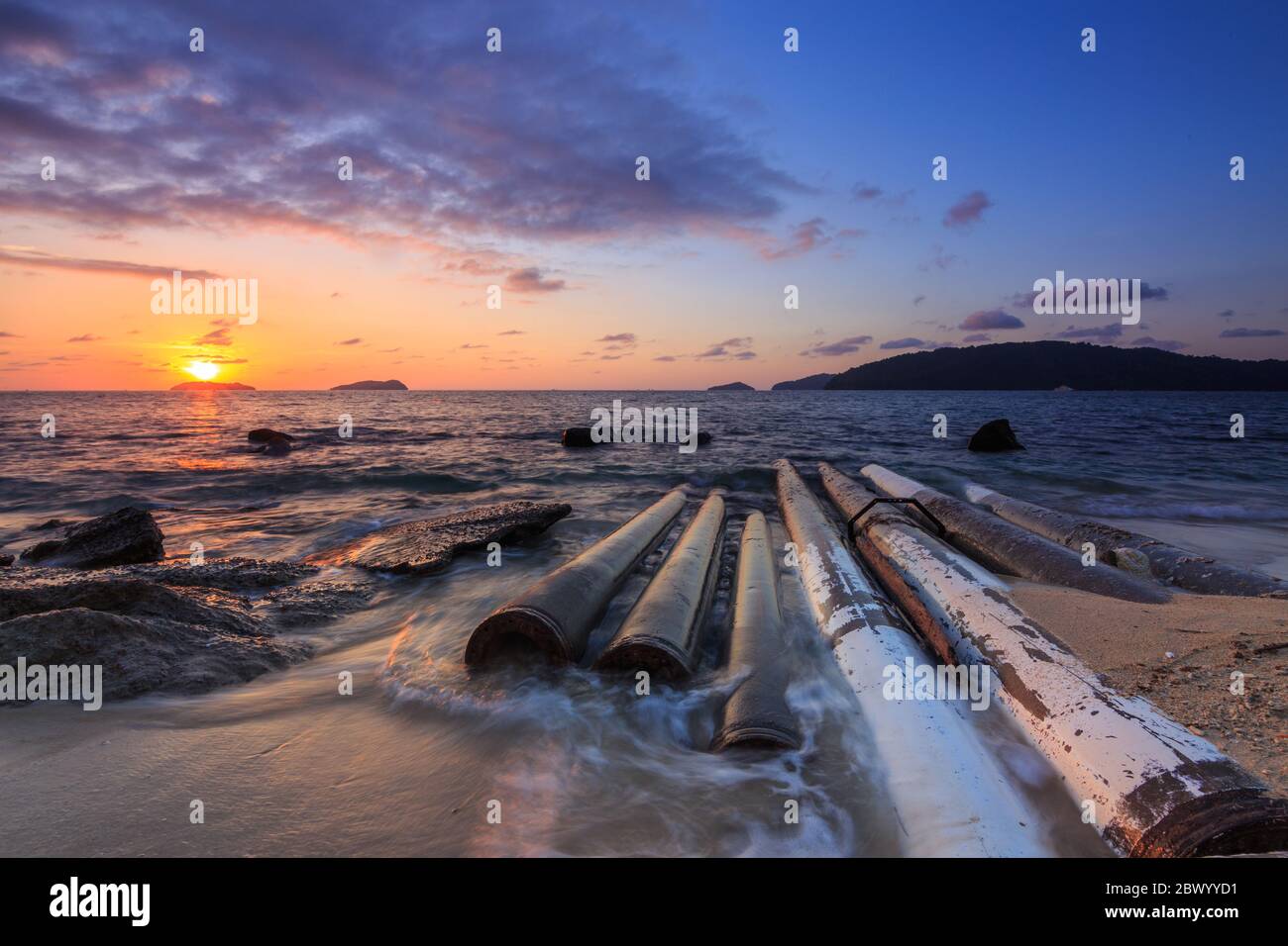 Amazing beautiful Nature sunset of Seascape of Sabah, Malaysia Stock ...