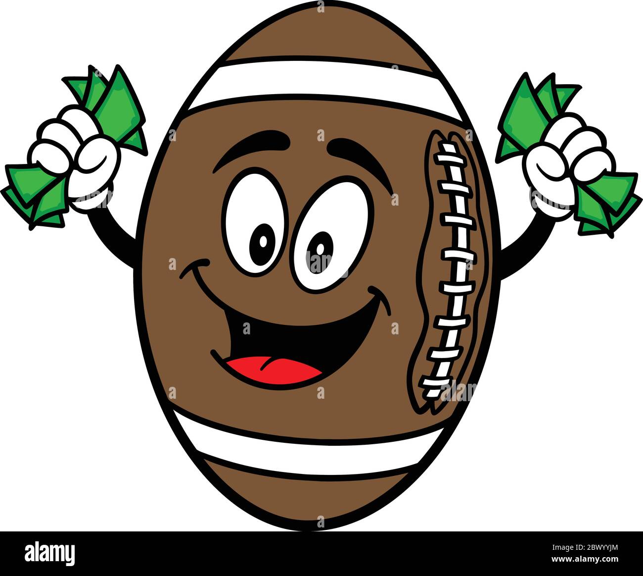 Football Mascot with Money- A Cartoon Illustration of a Football Mascot ...