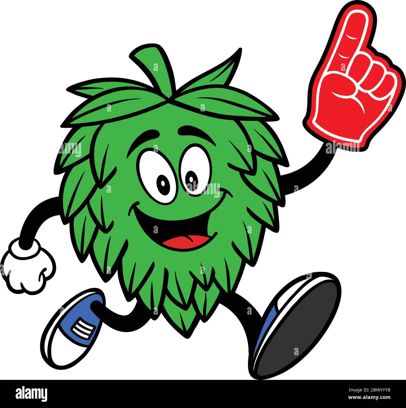 Hop Mascot Running with Foam Finger- A Cartoon Illustration of a Hop ...