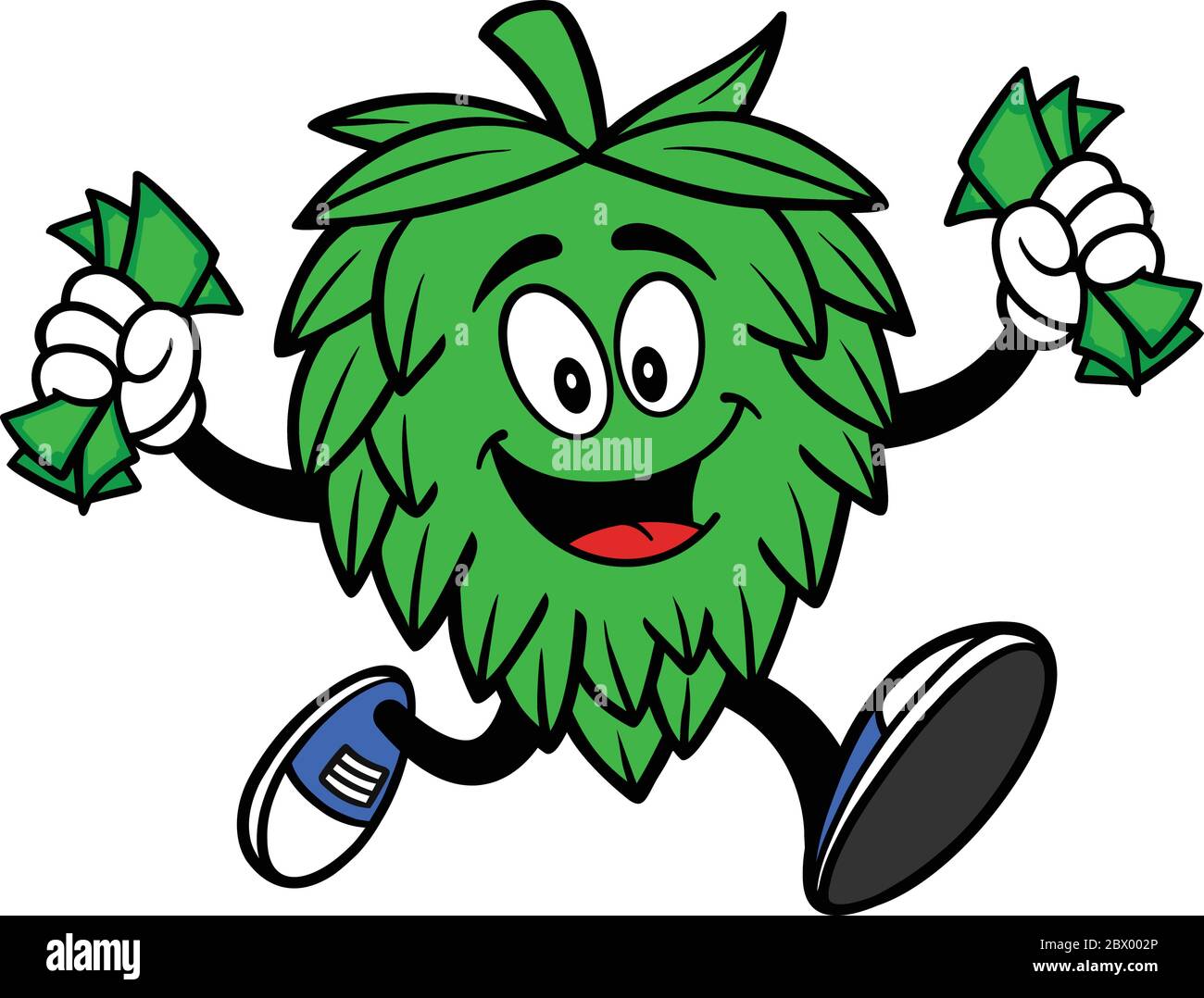 Hop Mascot Running with Money- A Cartoon Illustration of a Hop Mascot ...