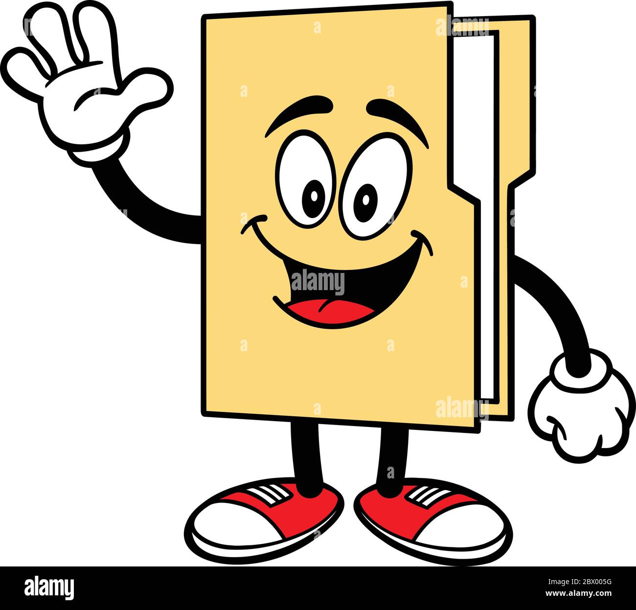 Folder Mascot Waving- A Cartoon Illustration of a Folder Mascot Waving ...