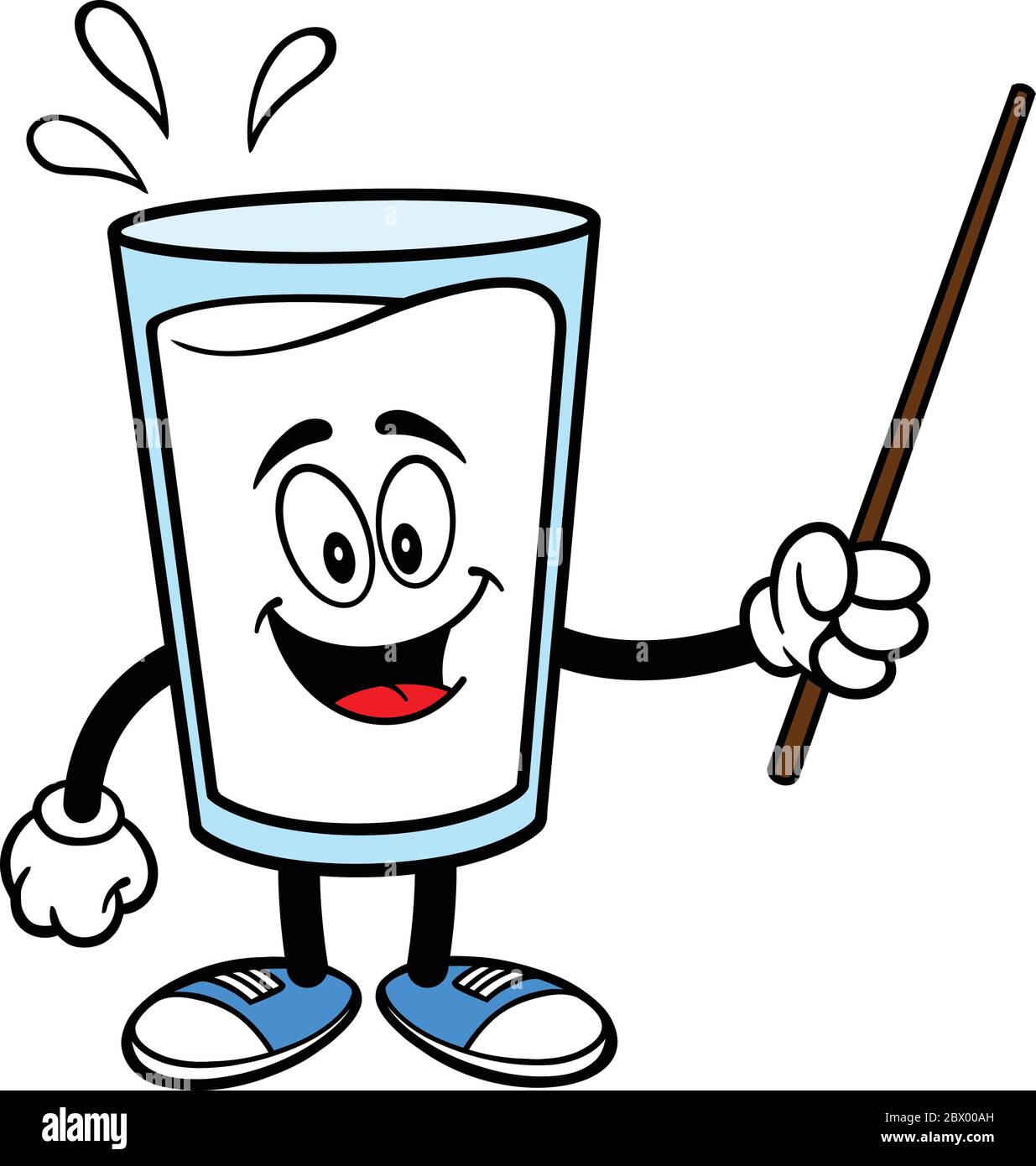 Glass of Milk Mascot with a Pointer Stick - A cartoon illustration of a ...