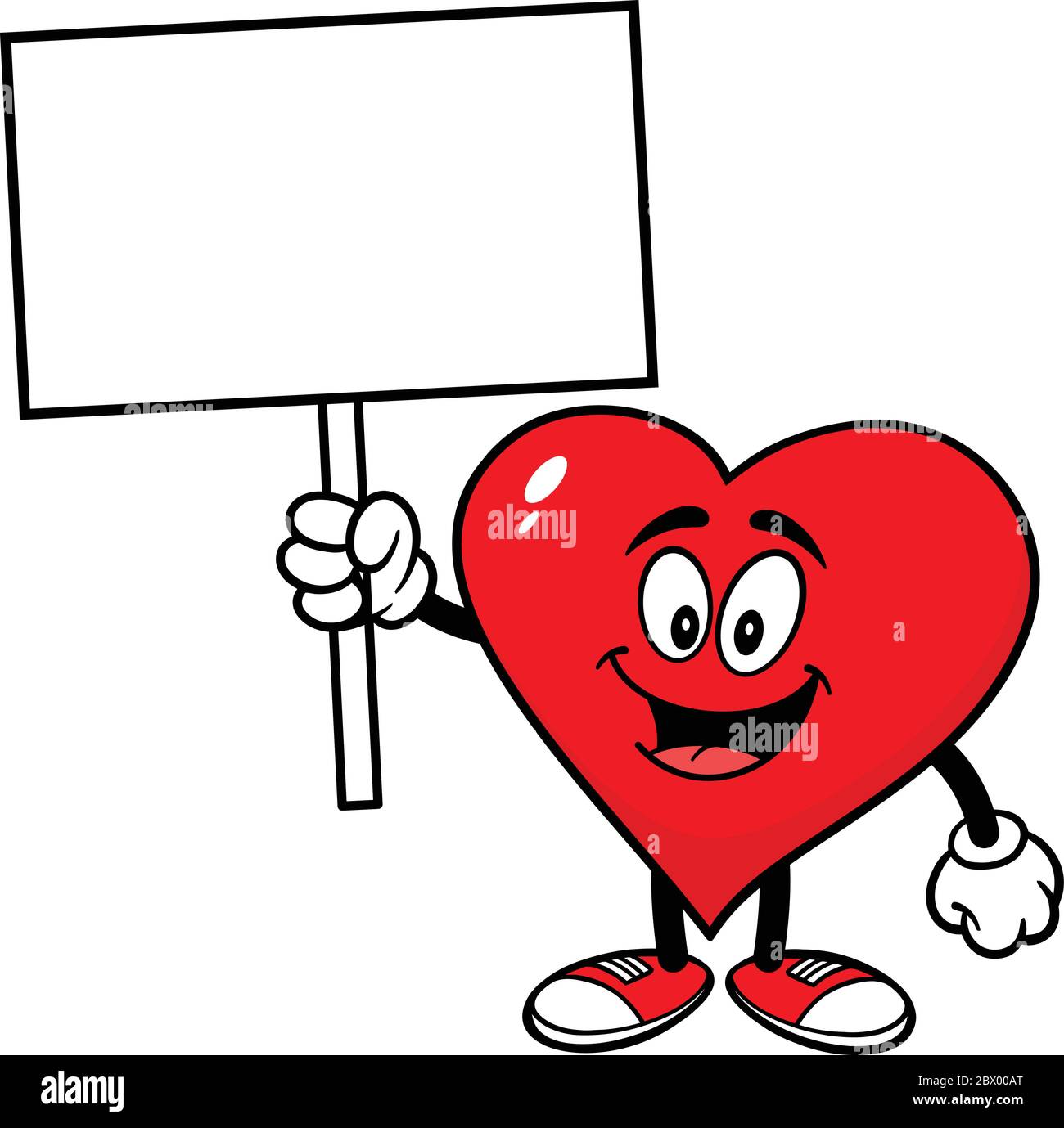 Heart Mascot with Sign - A cartoon illustration of a Heart Mascot with ...