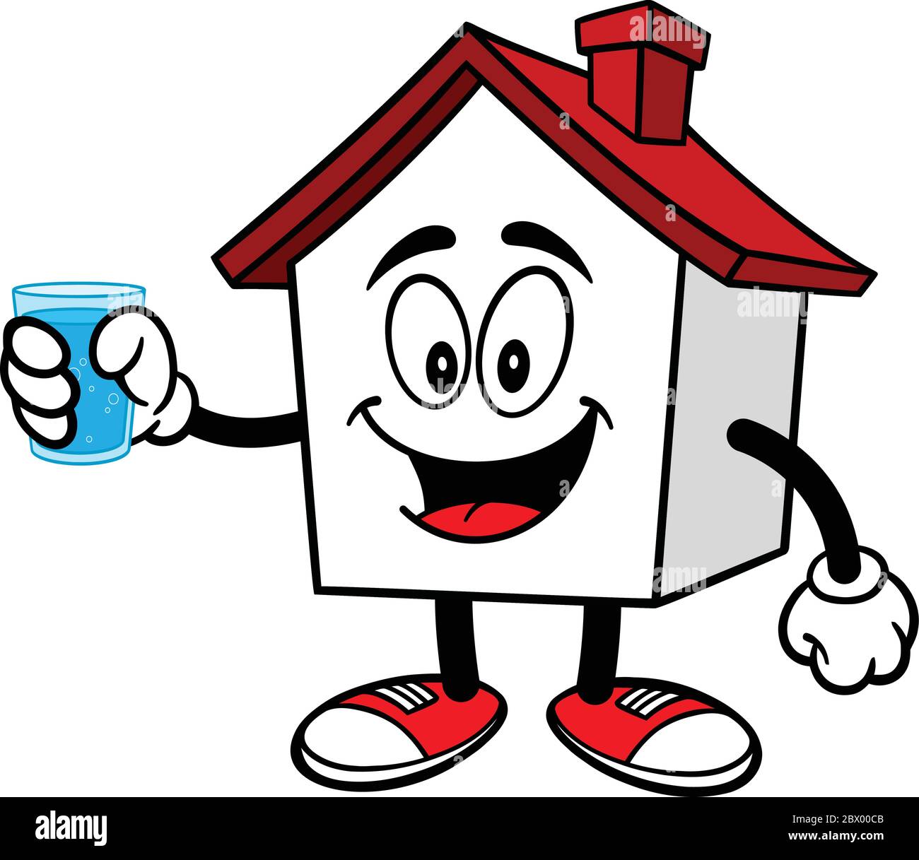 House with Water- A Cartoon Illustration of a House with a Glass of ...