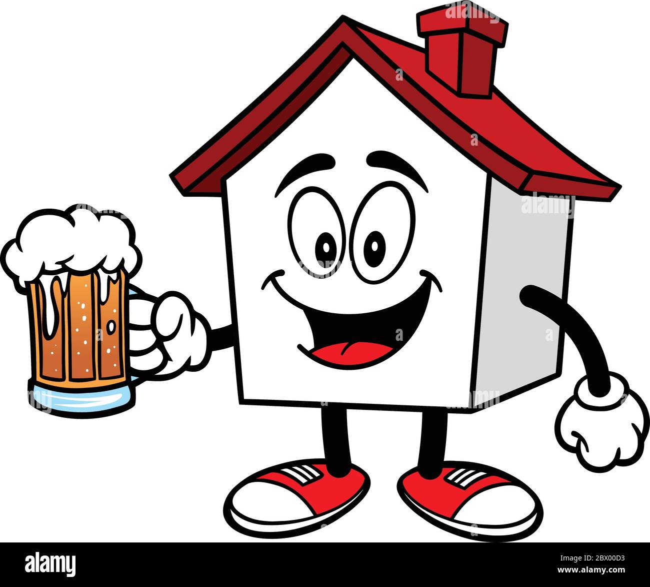 House with Beer- A Cartoon Illustration of a House with a Beer Stock ...