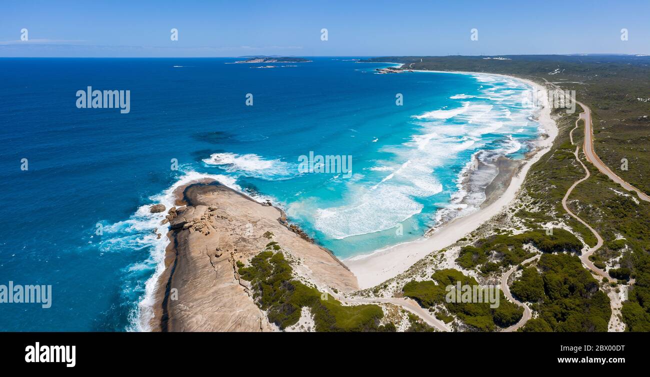 Aerial panoramic view of Twilight Bay in Esperance, Western Australia ...