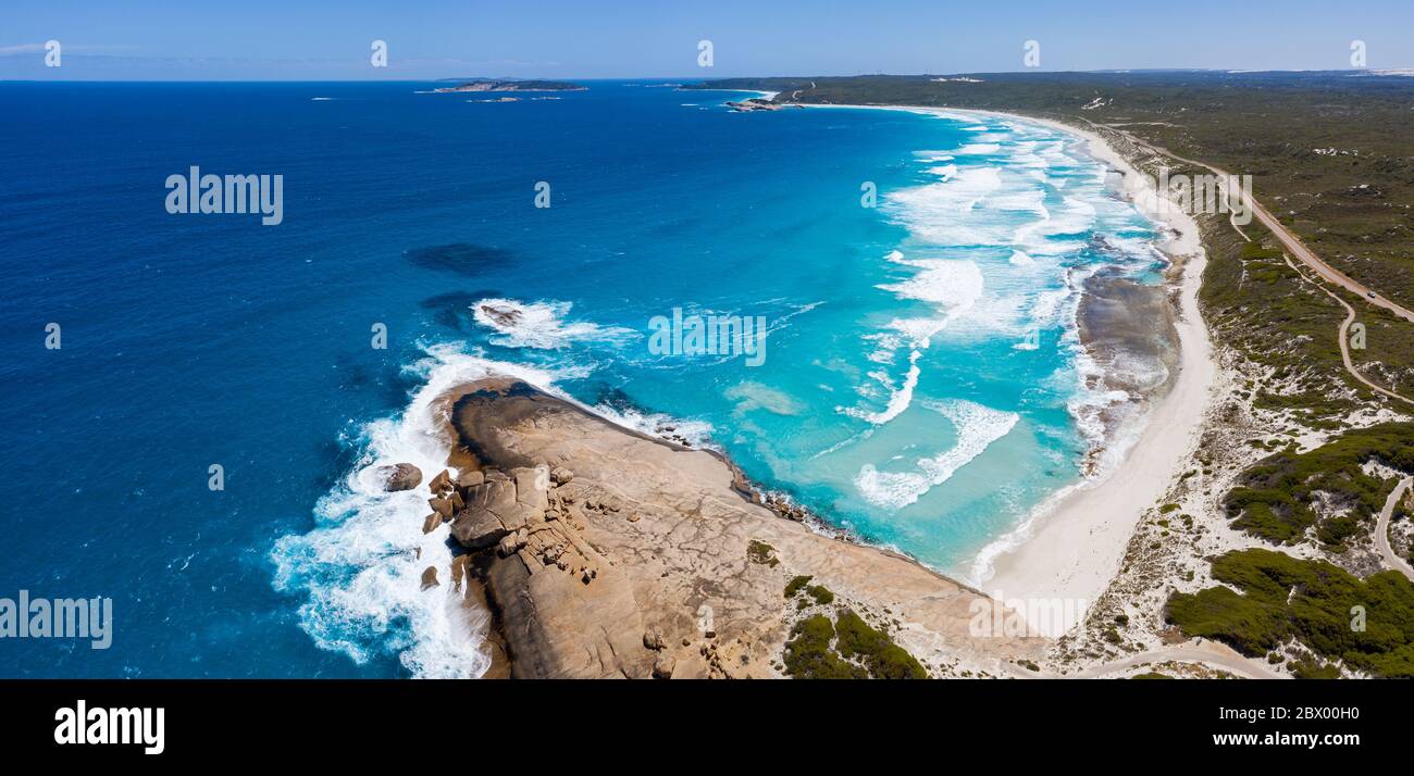 Aerial panoramic view of Twilight Bay in Esperance, Western Australia ...