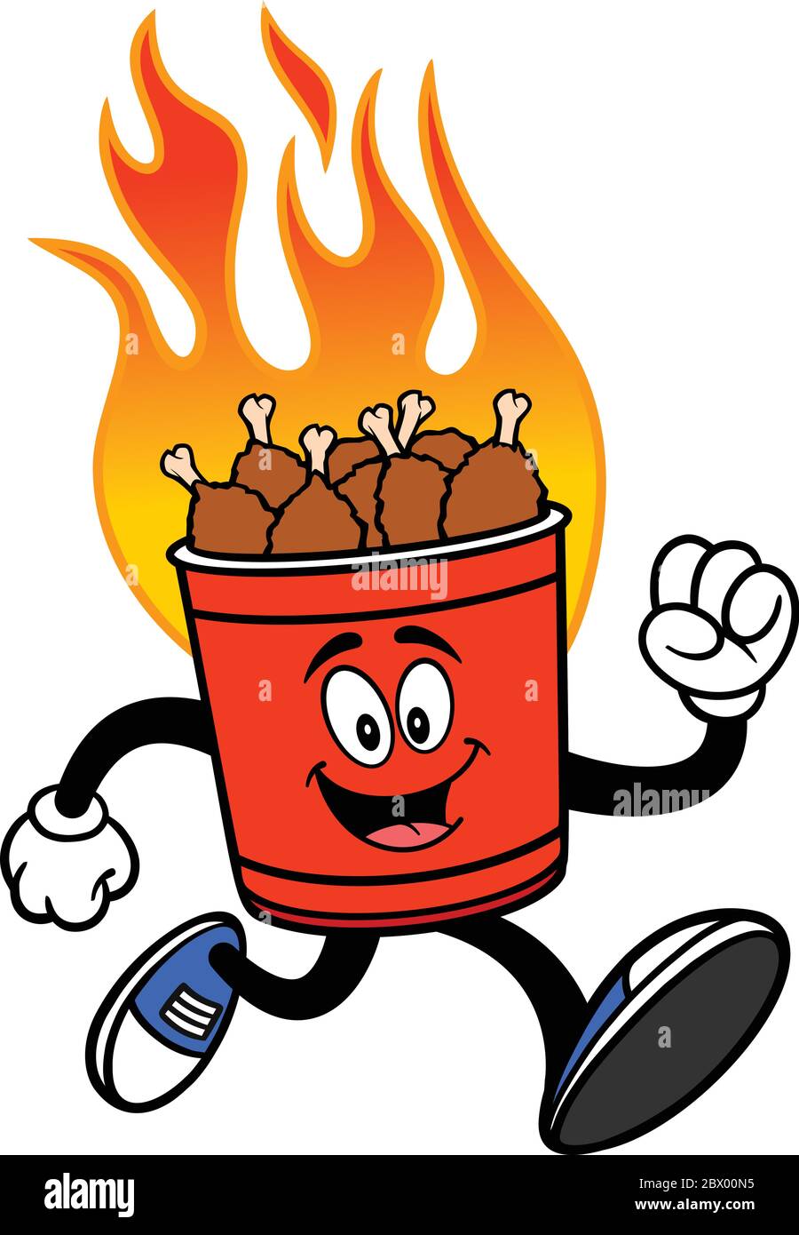 Hot Wing Bucket Mascot Running- An Illustration of a Hot Wing Bucket ...