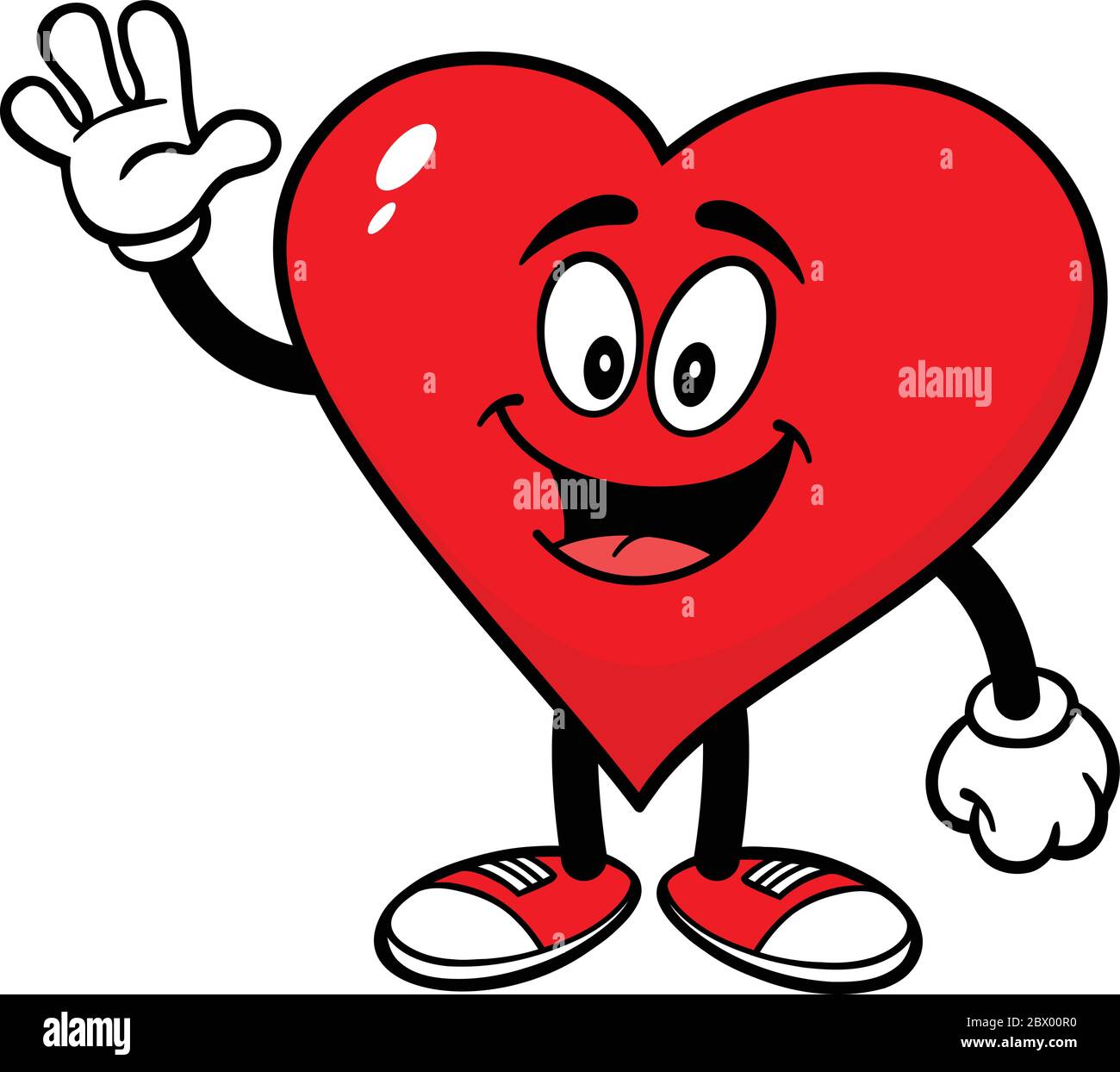 Heart Mascot Waving - A cartoon illustration of a Heart Mascot Waving ...