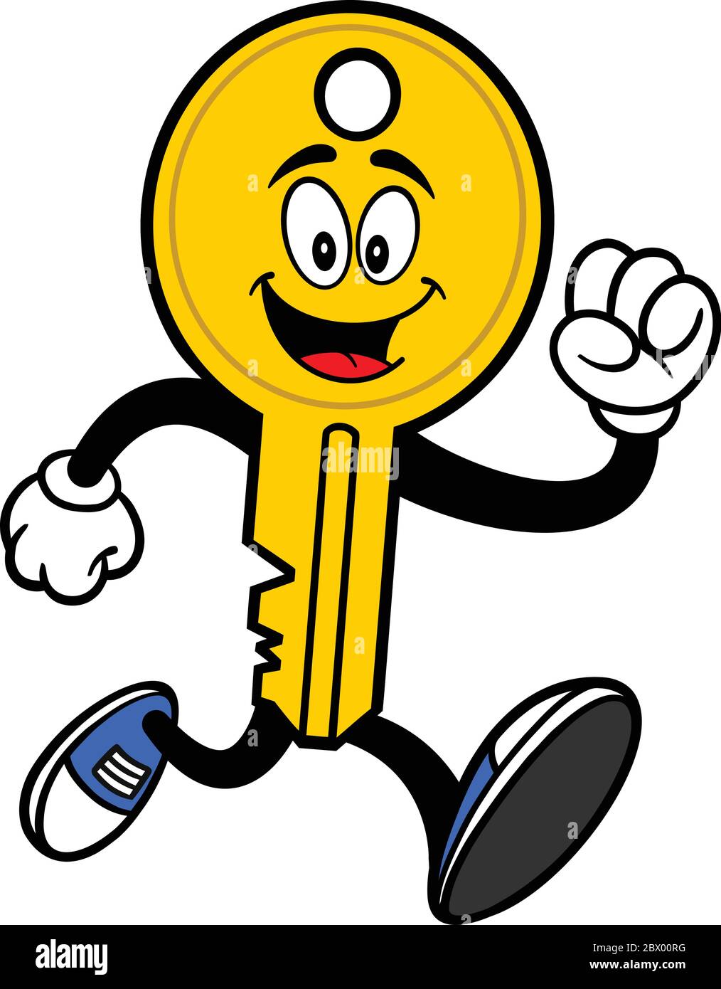 Key Mascot Running- A Cartoon Illustration of a Key Mascot Running ...