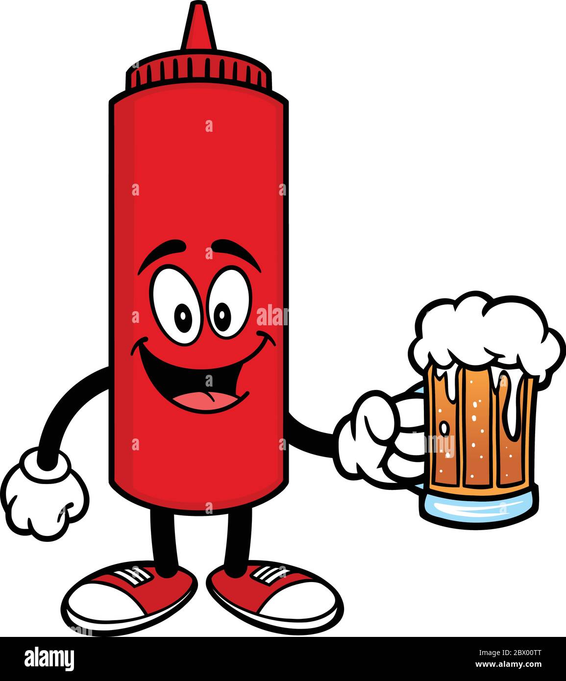 Ketchup with Beer- A Cartoon Illustration of a Ketchup Bottle with a ...