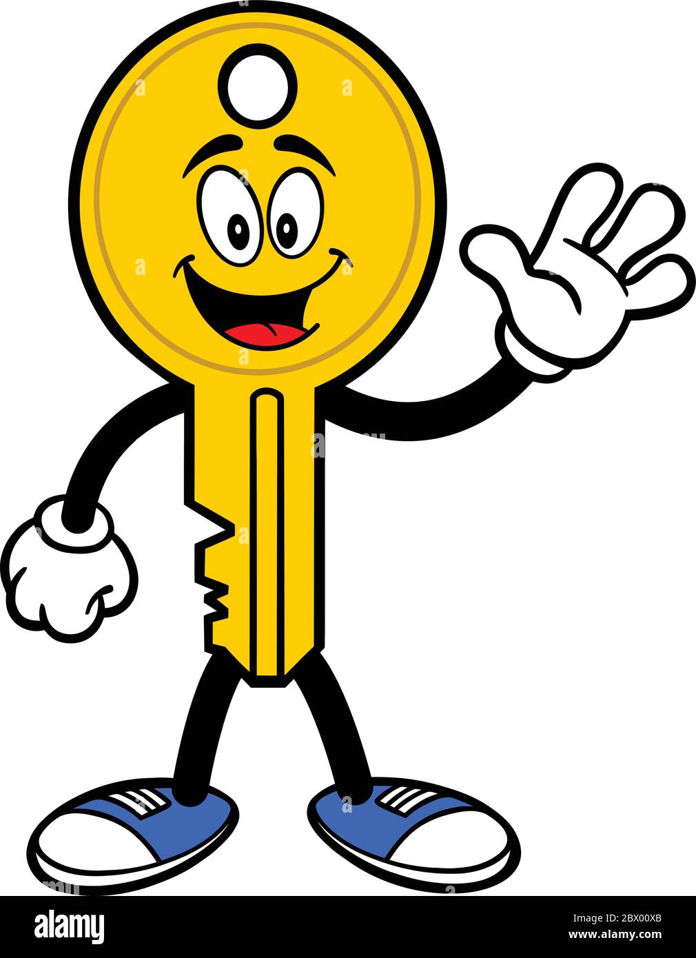 Key Mascot Waving- A Cartoon Illustration of a Key Mascot Waving Stock ...