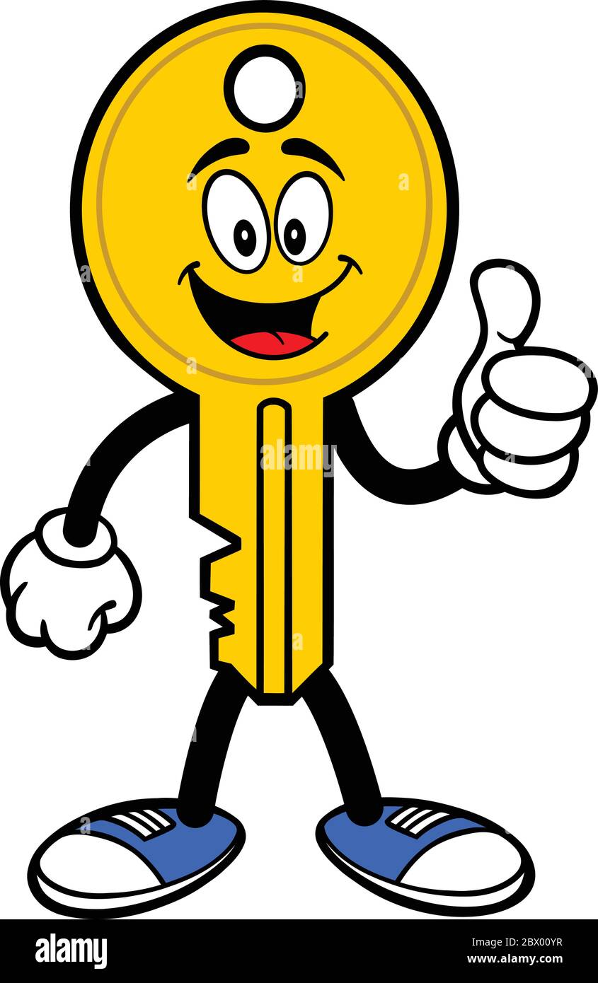Key Mascot with Thumbs Up- A Cartoon Illustration of a Key Mascot with ...